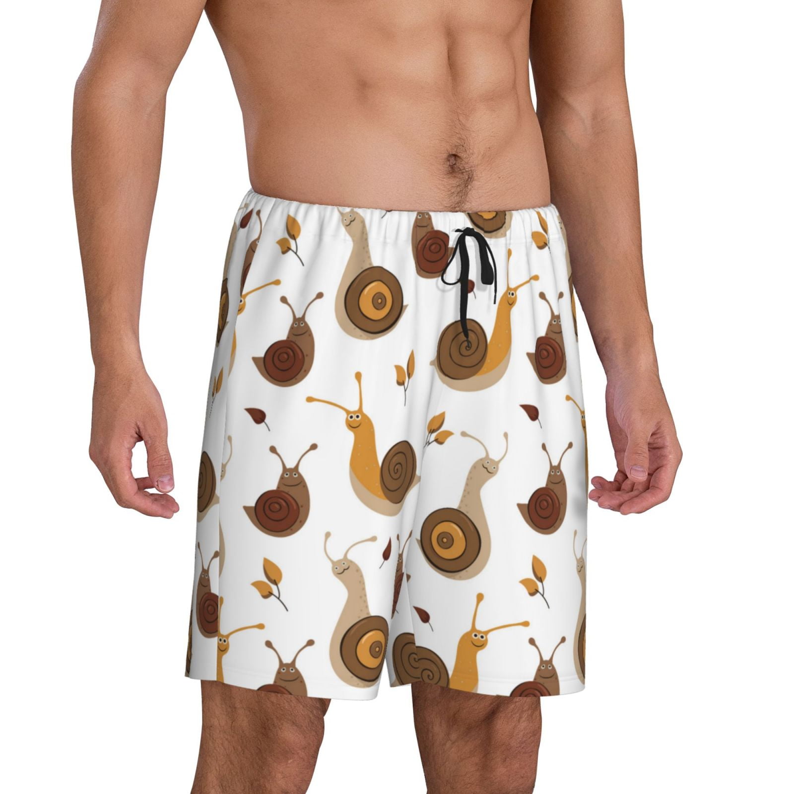 Mens Pajama Pants - Snail Autumn Leaf Print Sleep Shorts Mens Pajama Shorts, Comfy Pj Pants for ...