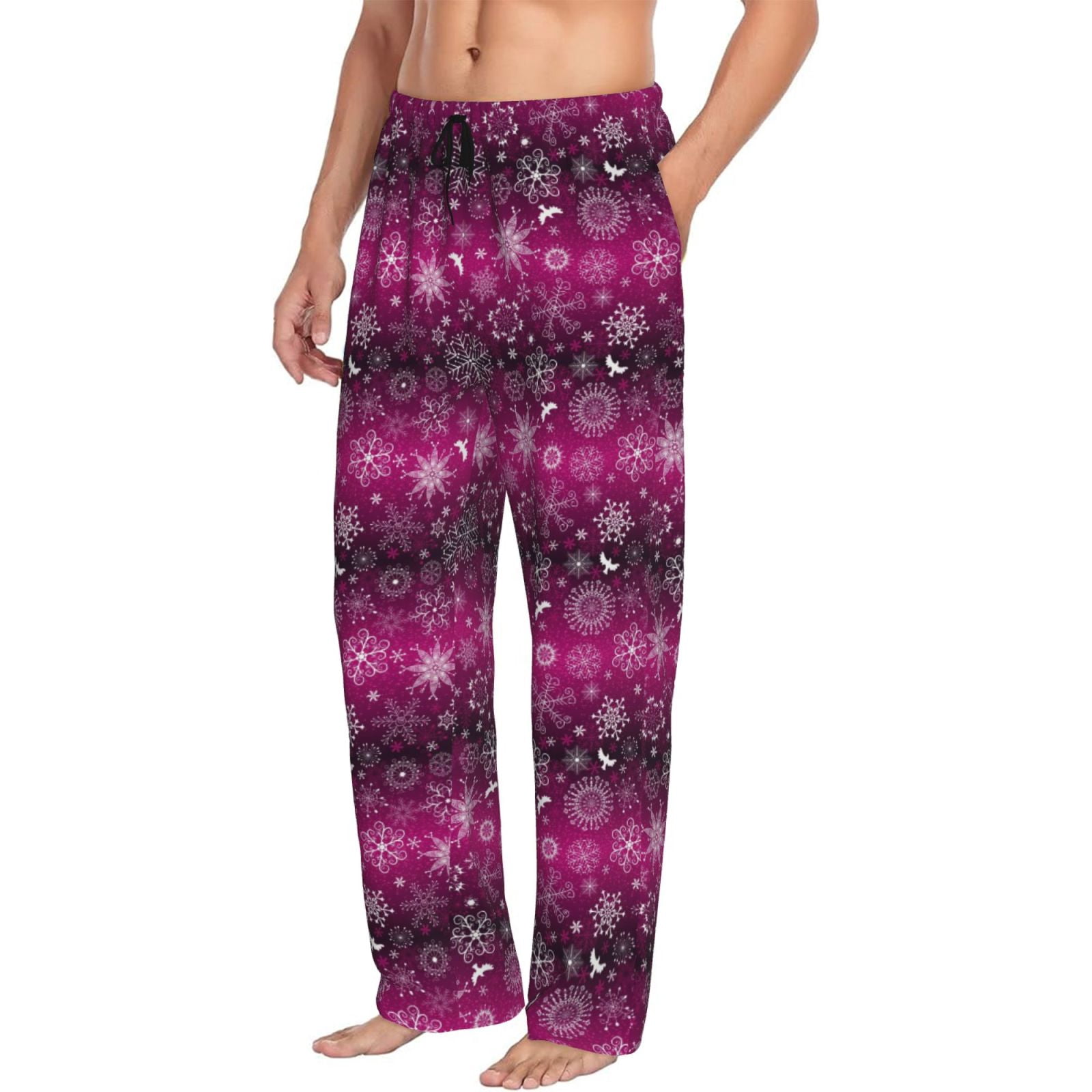 Mens Pajama Pants, Snowflakes And Christmas Mens PJ Pants Bottoms Sleep ...
