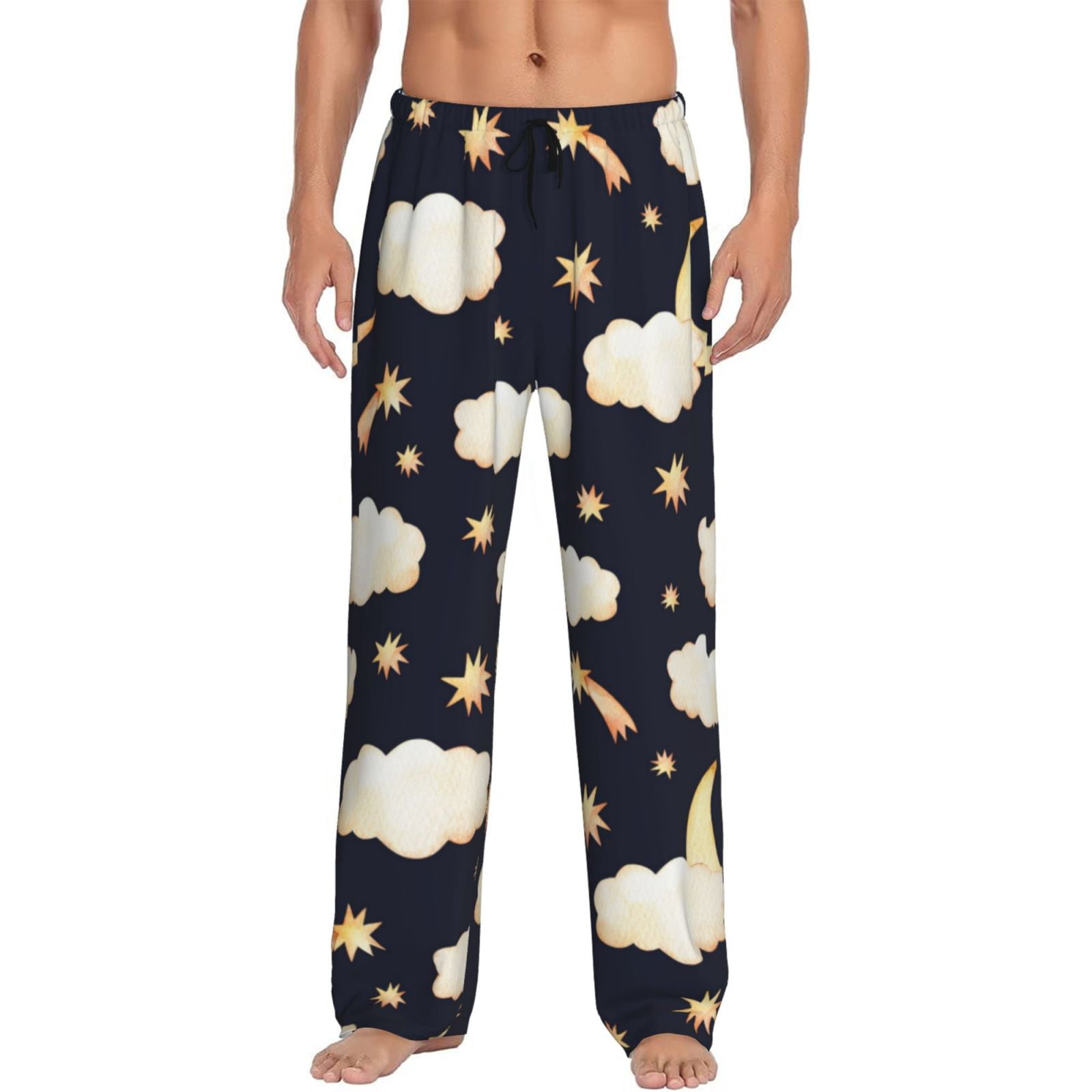 Mens Pajama Pants - Soft Sleep & Lounge Pants for Men, cute clouds moon ...