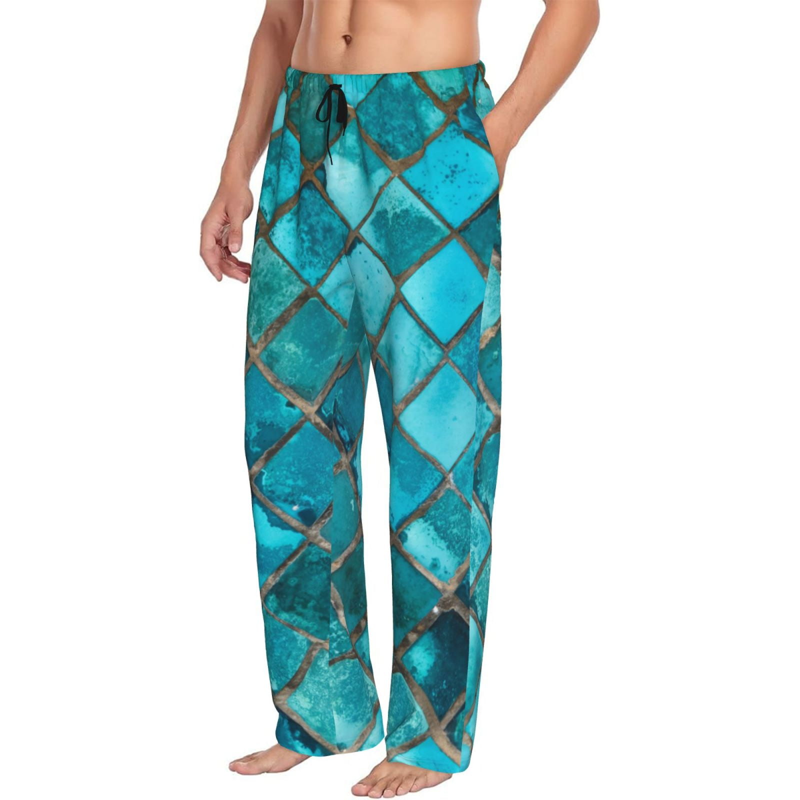 Mens Pajama Pants, Square Glass Mosaic Mens PJ Pants Bottoms Sleep ...