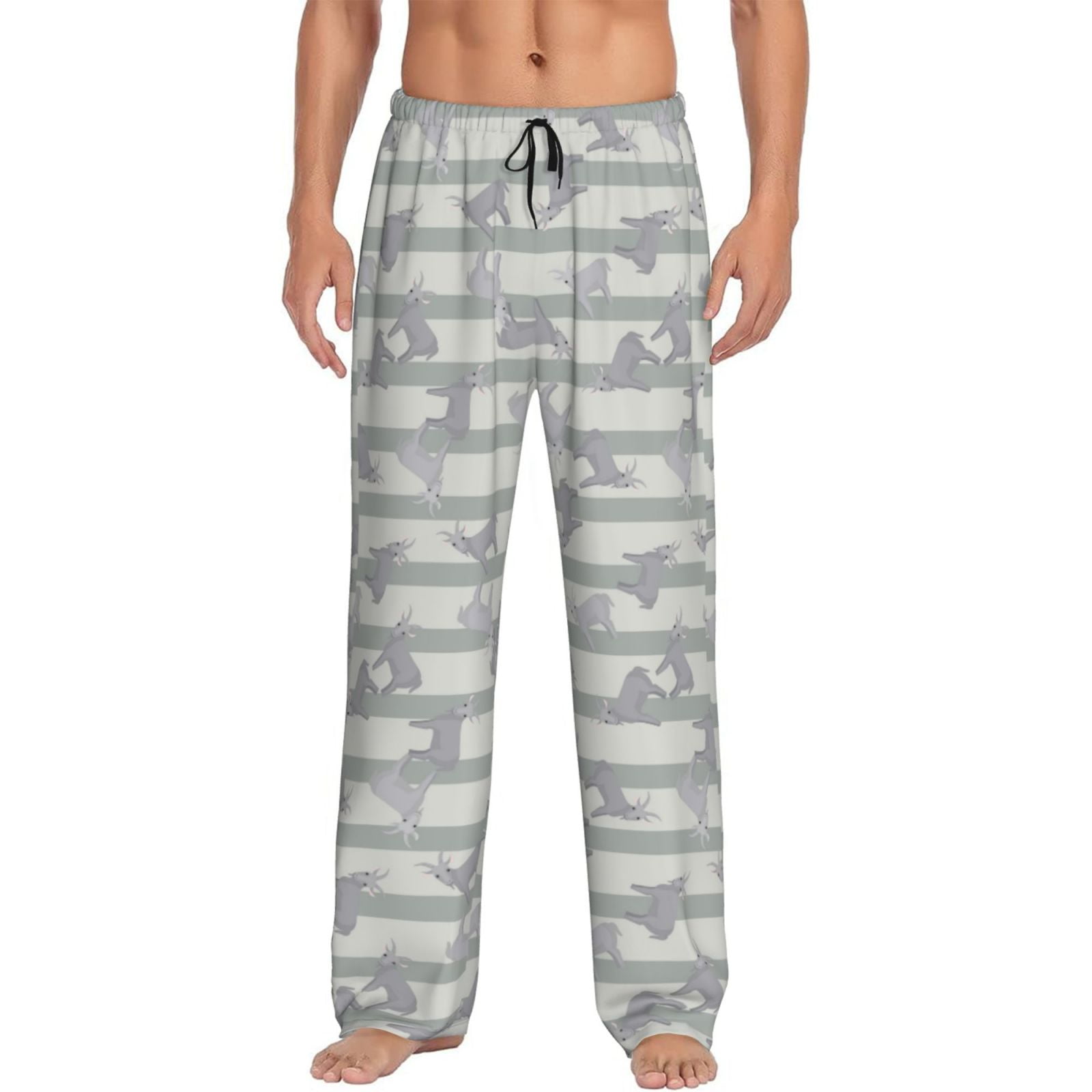 Mens Pajama Pants - Striped Simple Cartoon Cute Goat Mens Sleepwear ...