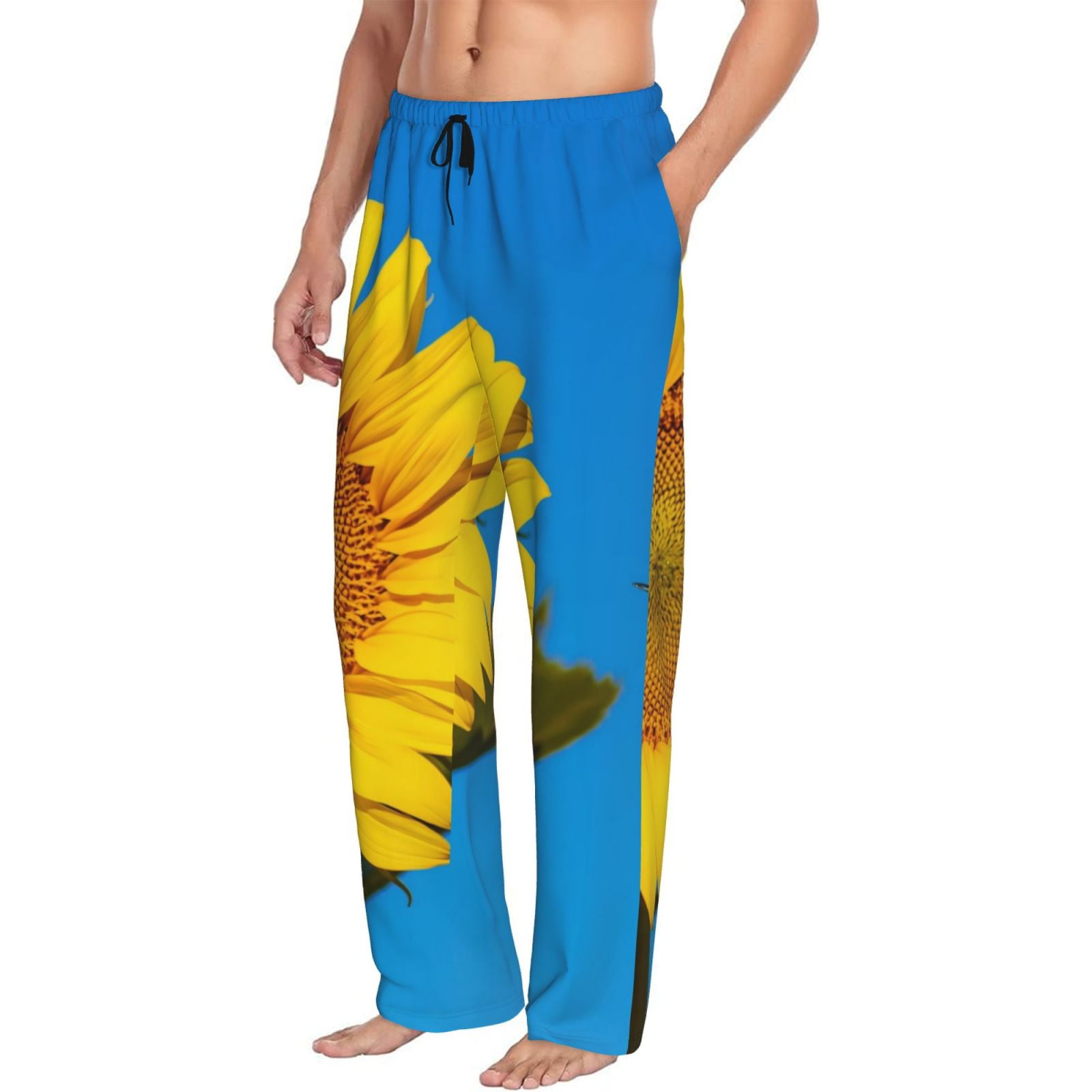 Mens Pajama Pants, Sunflower Hummingbird Mens PJ Pants Bottoms Sleep ...