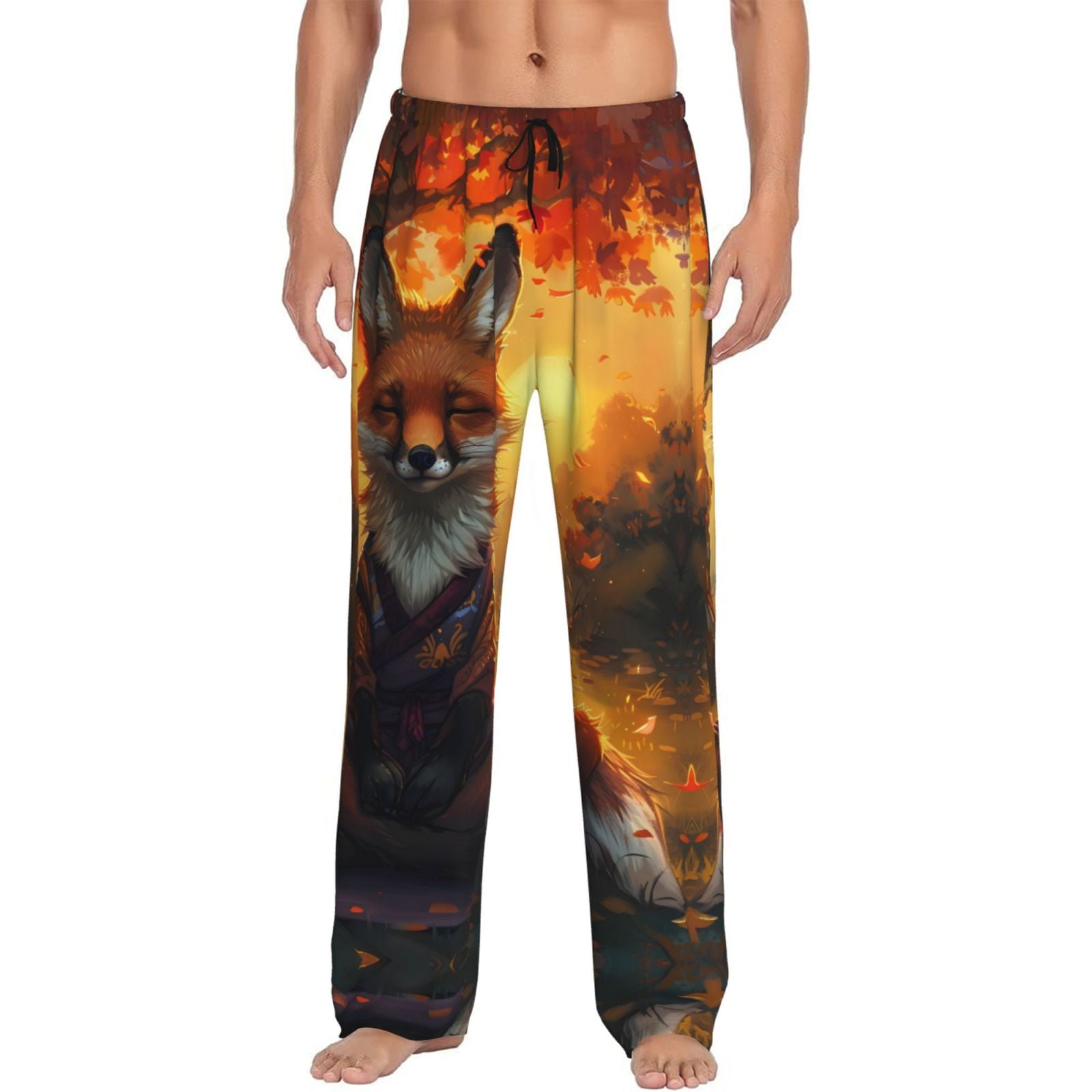 Mens Pajama Pants, Sunset Maple Tree Fox Lounge Pj Pants With Drawstring, Men'S Sleepwear Pajama ...