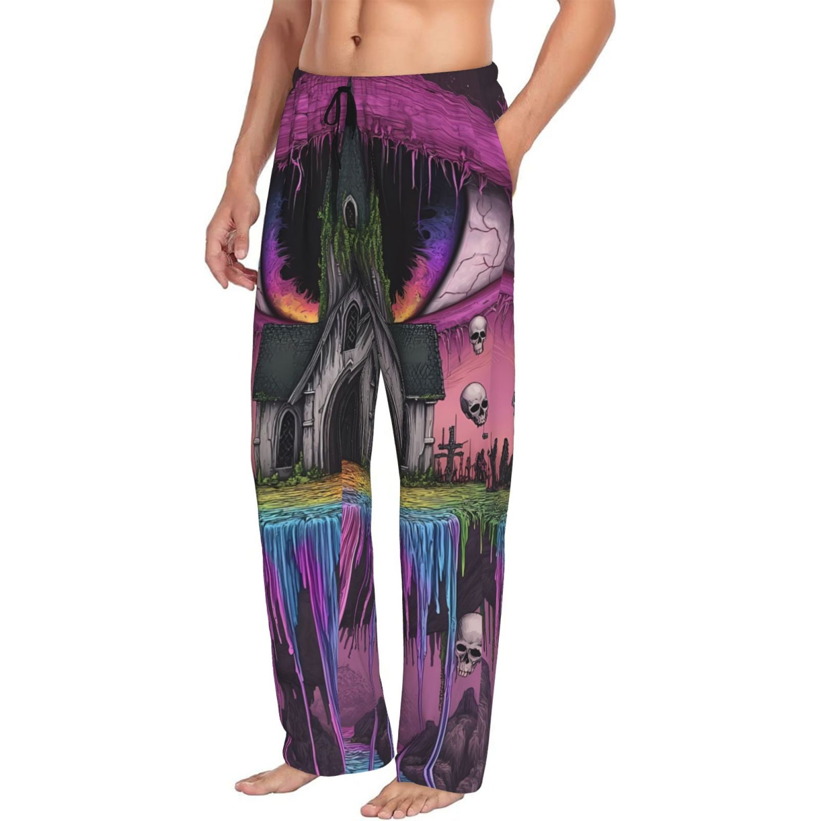 Mens Pajama Pants, Surreal Eye Gothic Church Lounge PJ Pants With ...