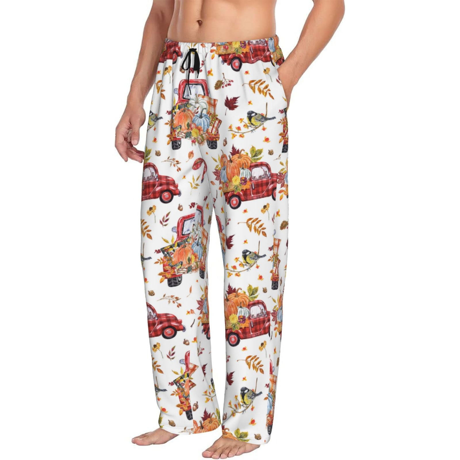 Mens Pajama Pants, Watercolor Fall Mens PJ Pants Bottoms Sleep Pants ...