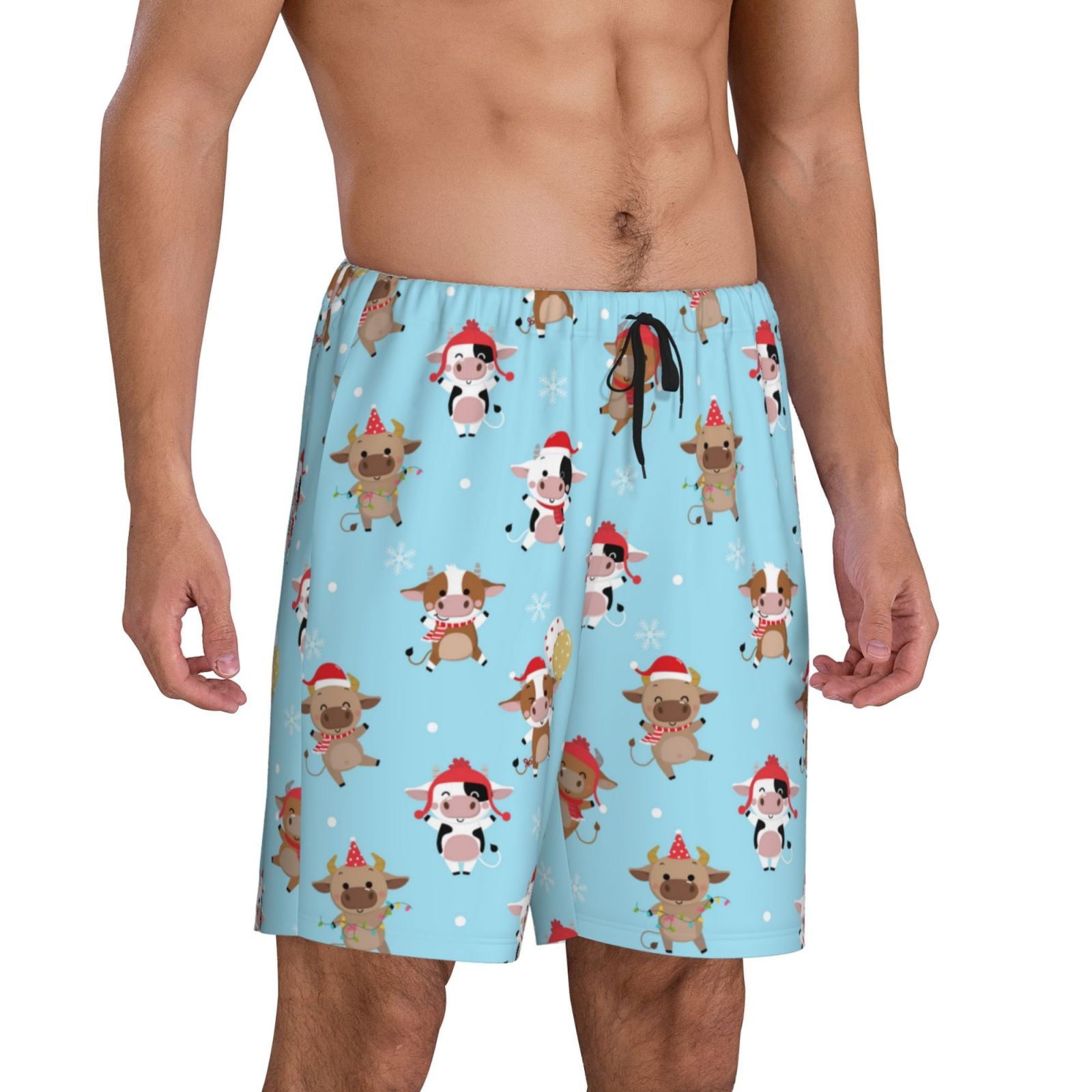 Mens Pajama Pants - Winter Cow Cute Sleep Shorts Mens Pajama Shorts ...