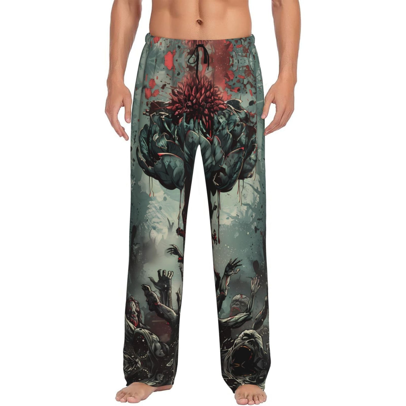 Mens Pajama Pants, Zombie Flower Apocalypse Lounge Pj Pants With ...