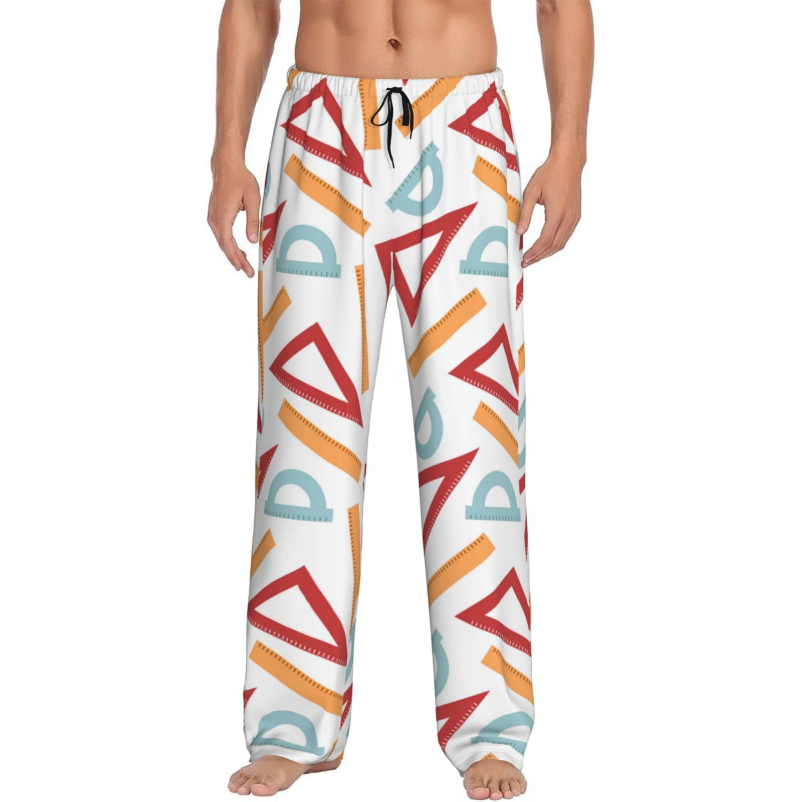 Mens Pajama Pants - colorful Math ruler Print Soft Sleep Lounge Pants ...