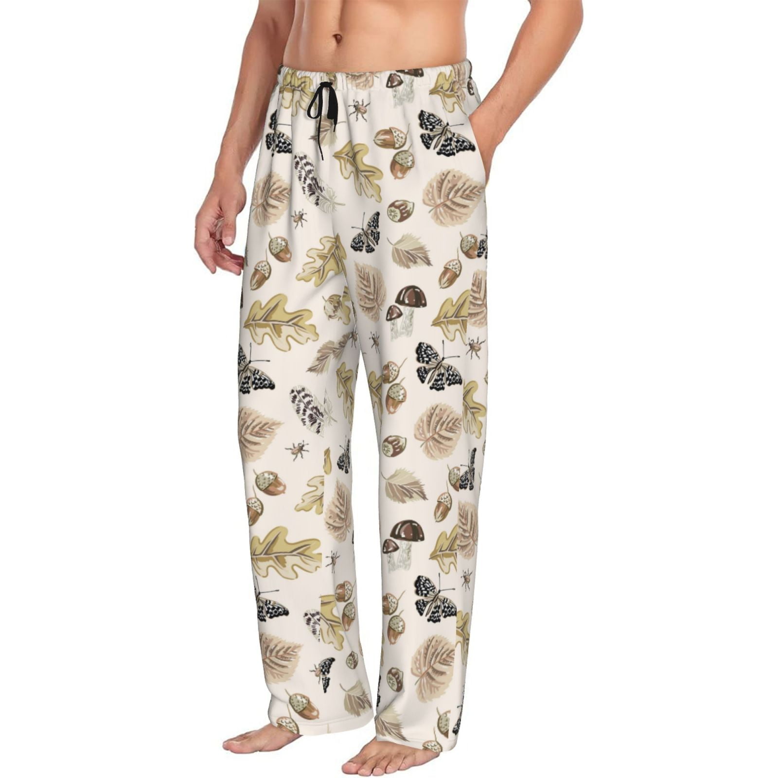 Mens Pajama Pants - nuts leaf Butterfly Mens Sleepwear, Lounge PJ Pants ...