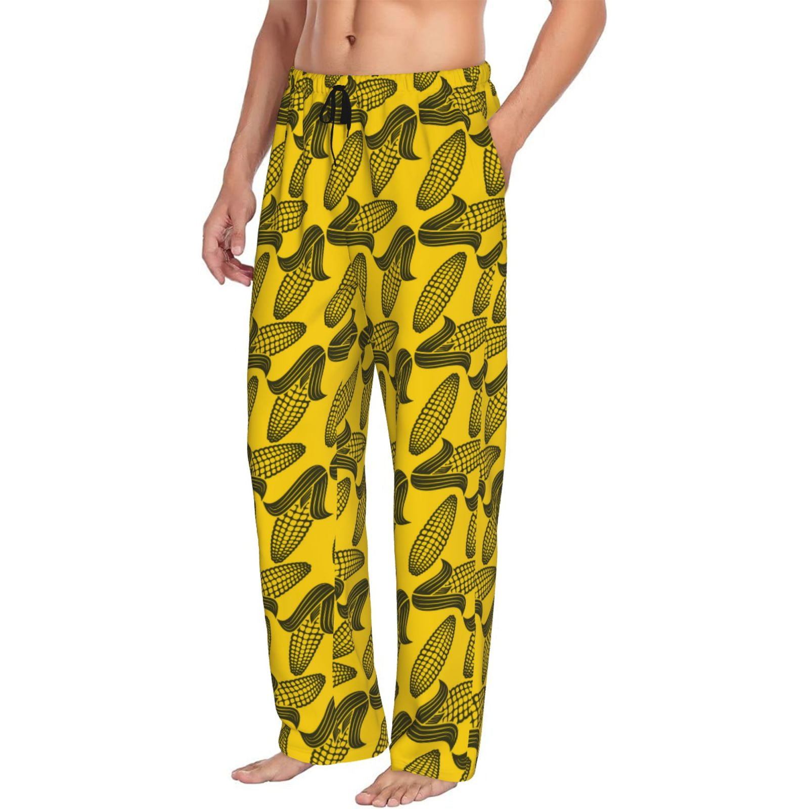 Mens Pajama Pants, yellow Corn Lounge PJ Pants With Drawstring, Men's ...