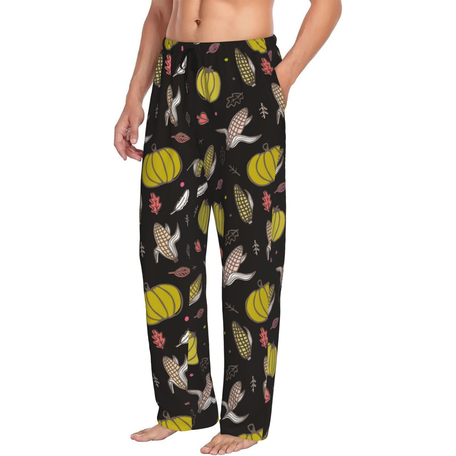 Mens Pajama Pants, yellow Pumpkin Corn Mens PJ Pants Bottoms Sleep ...