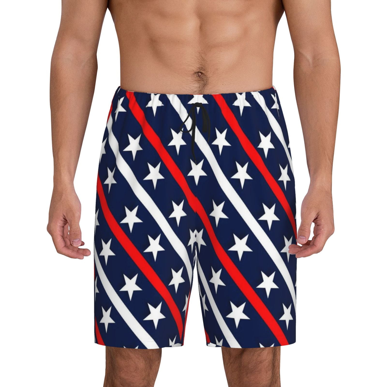 Mens Pajama Shorts, Patriotic Star Pattern Sleep Shorts Men Pajama ...