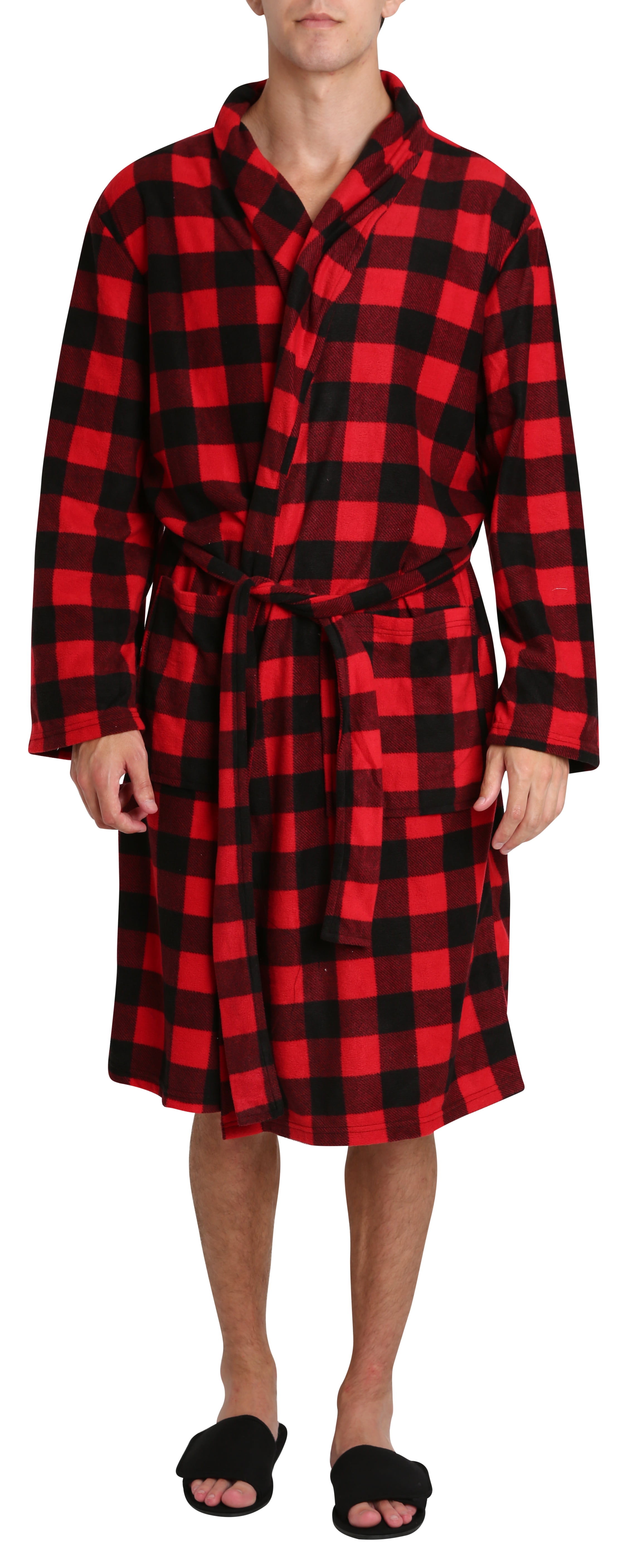 Mens Pajamas Jammies 3 Piece Robe Adjustable Slipper House Shoe Set ...