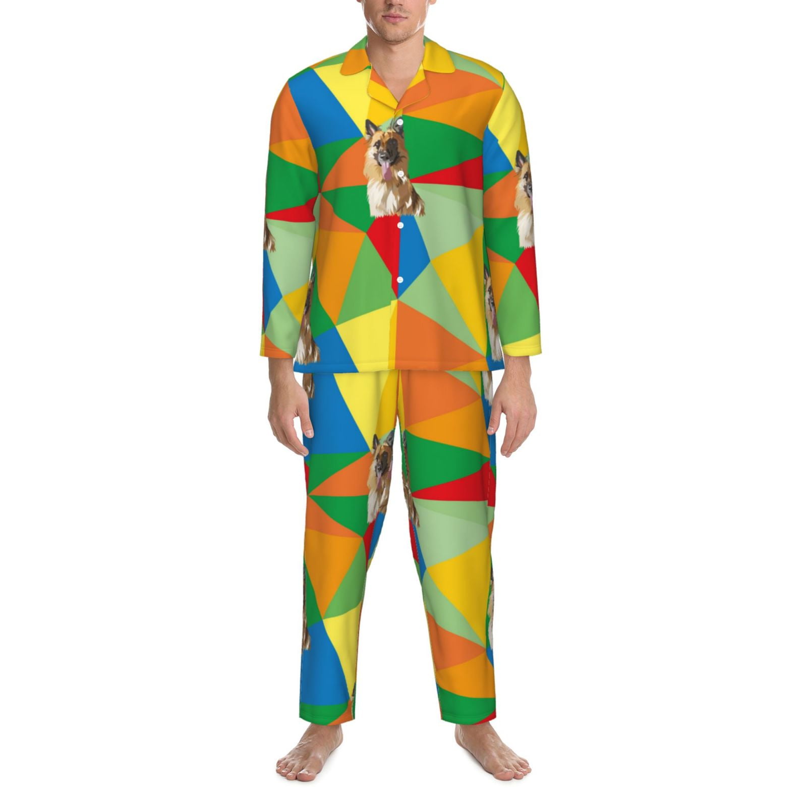 Mens Pajamas Set - German Shepherd Dog No.1018 Soft Notched Collar ...