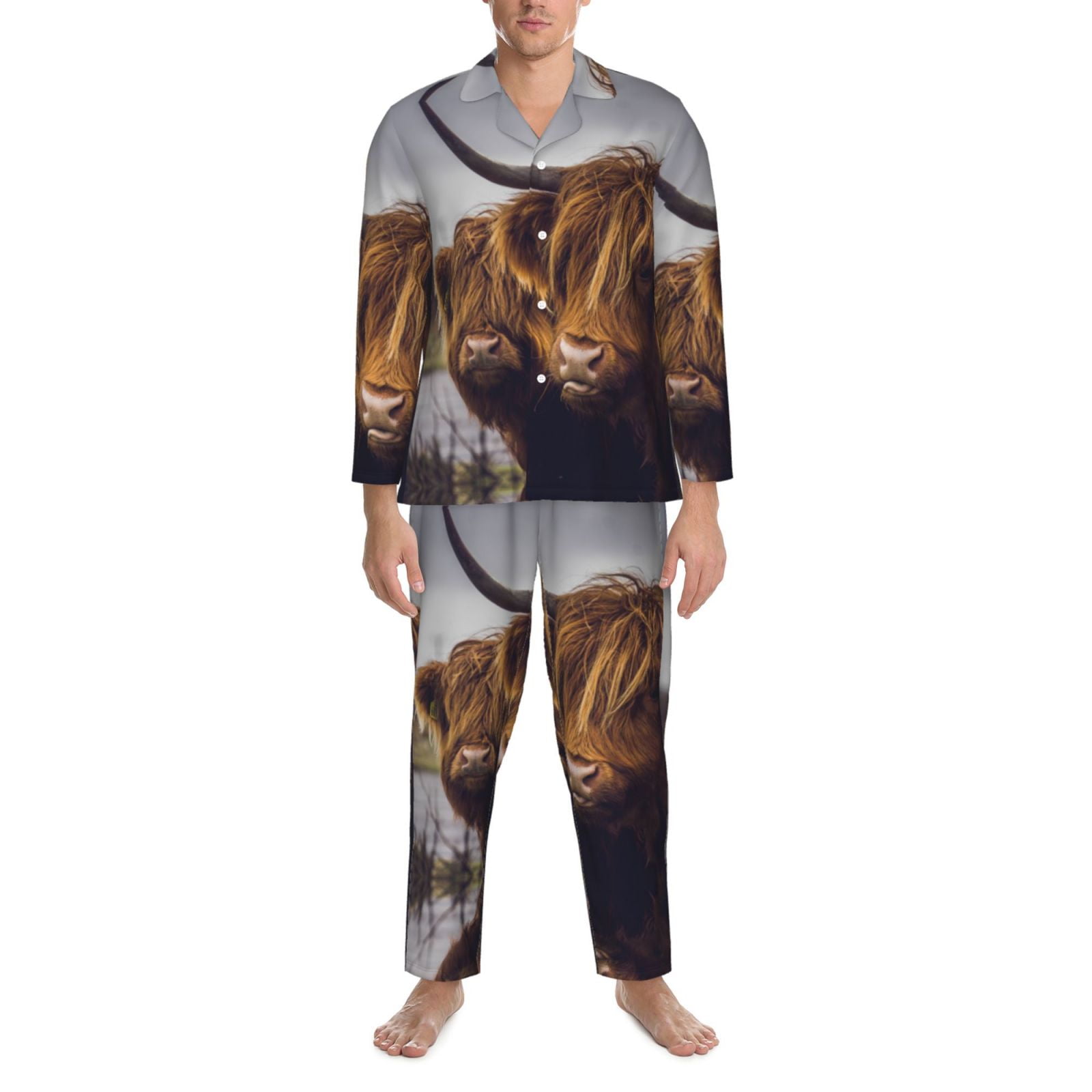Mens Pajamas Set - Yak (9) Soft Comfy Long Sleeve Button Up Pajama Sets ...