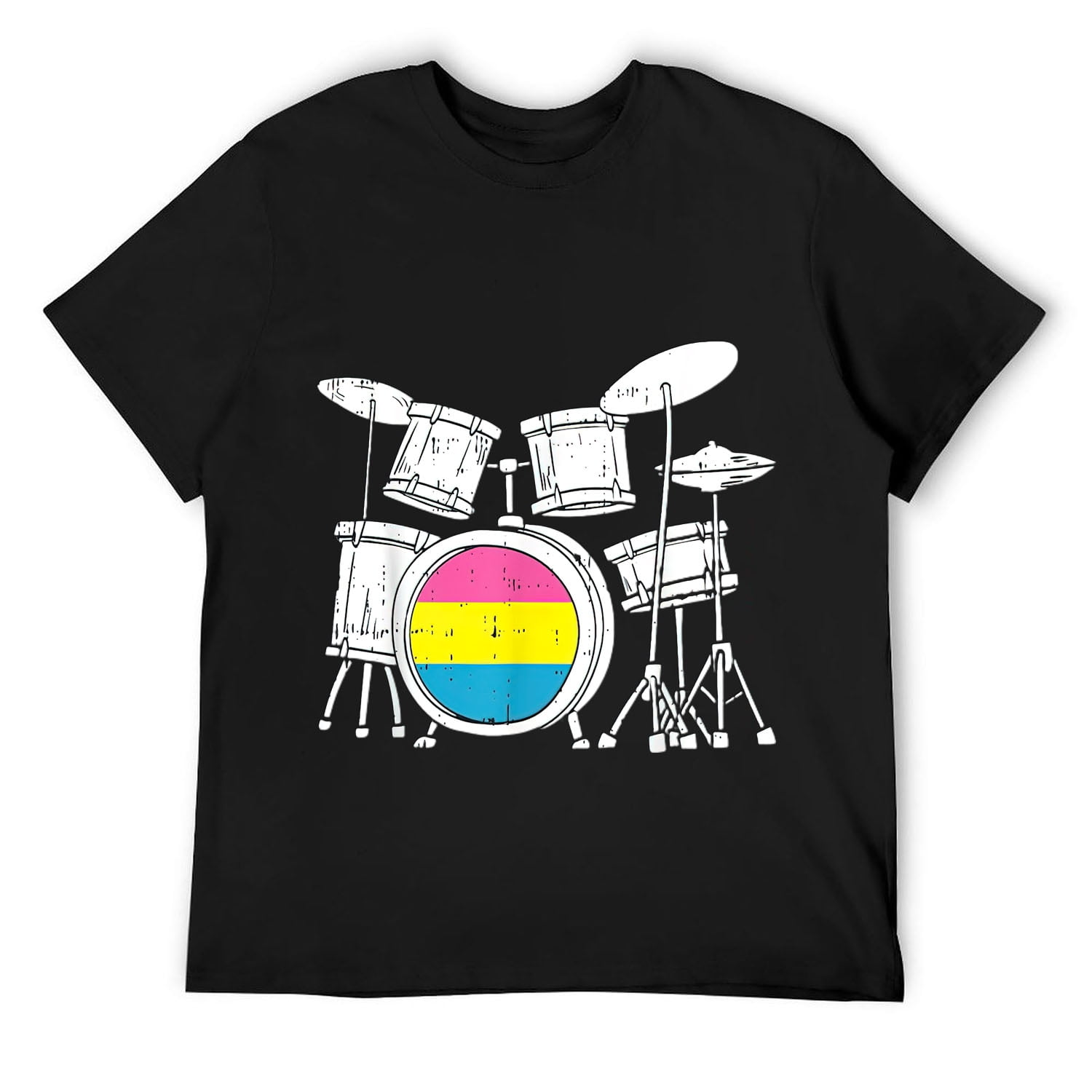 Mens Pansexual Pride Drums LGBT-Q Pan Ally Drummer T-Shirt Black Medium ...