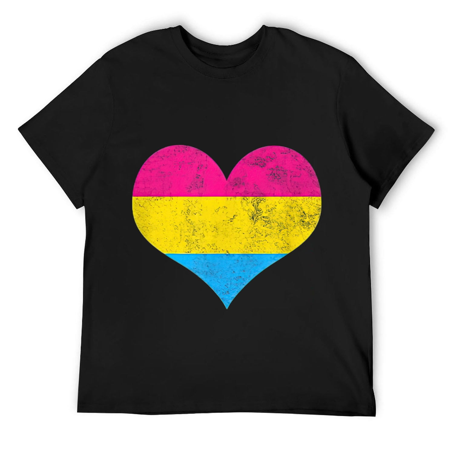 Mens Pansexual Pride Heart Flag LGBT Gender-Blind Graphic T-Shirt Black ...