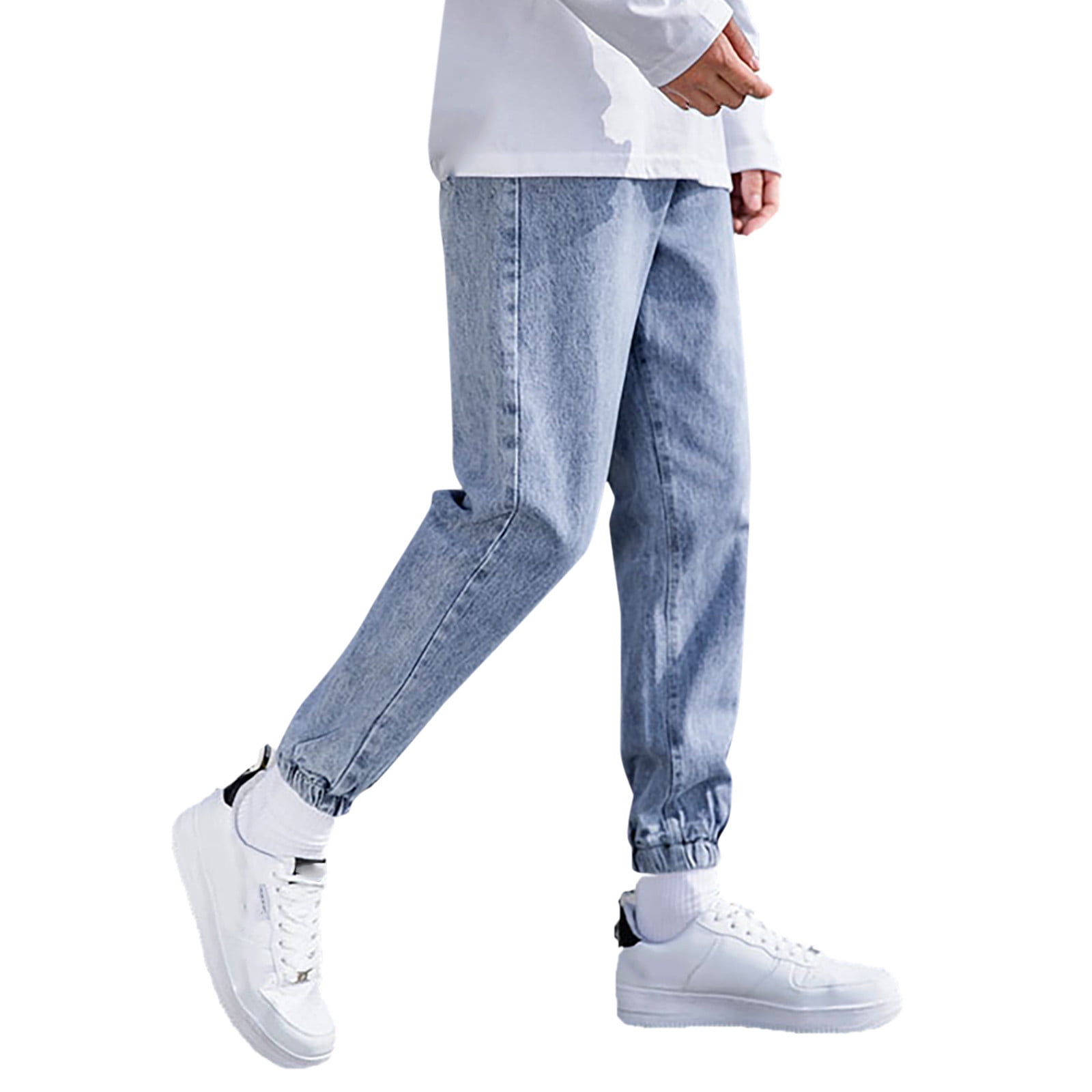 Mens Pants Casual Drawstring Elastic Waist Pencil Streetwear Trousers ...
