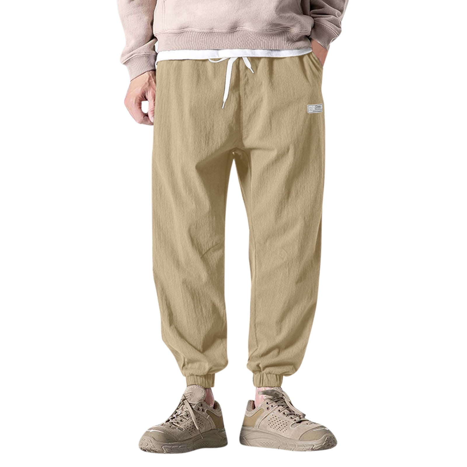 Mens Pants Casual Soild Loose Cotton Linen Bloomers Yoga Beam Wide Leg ...