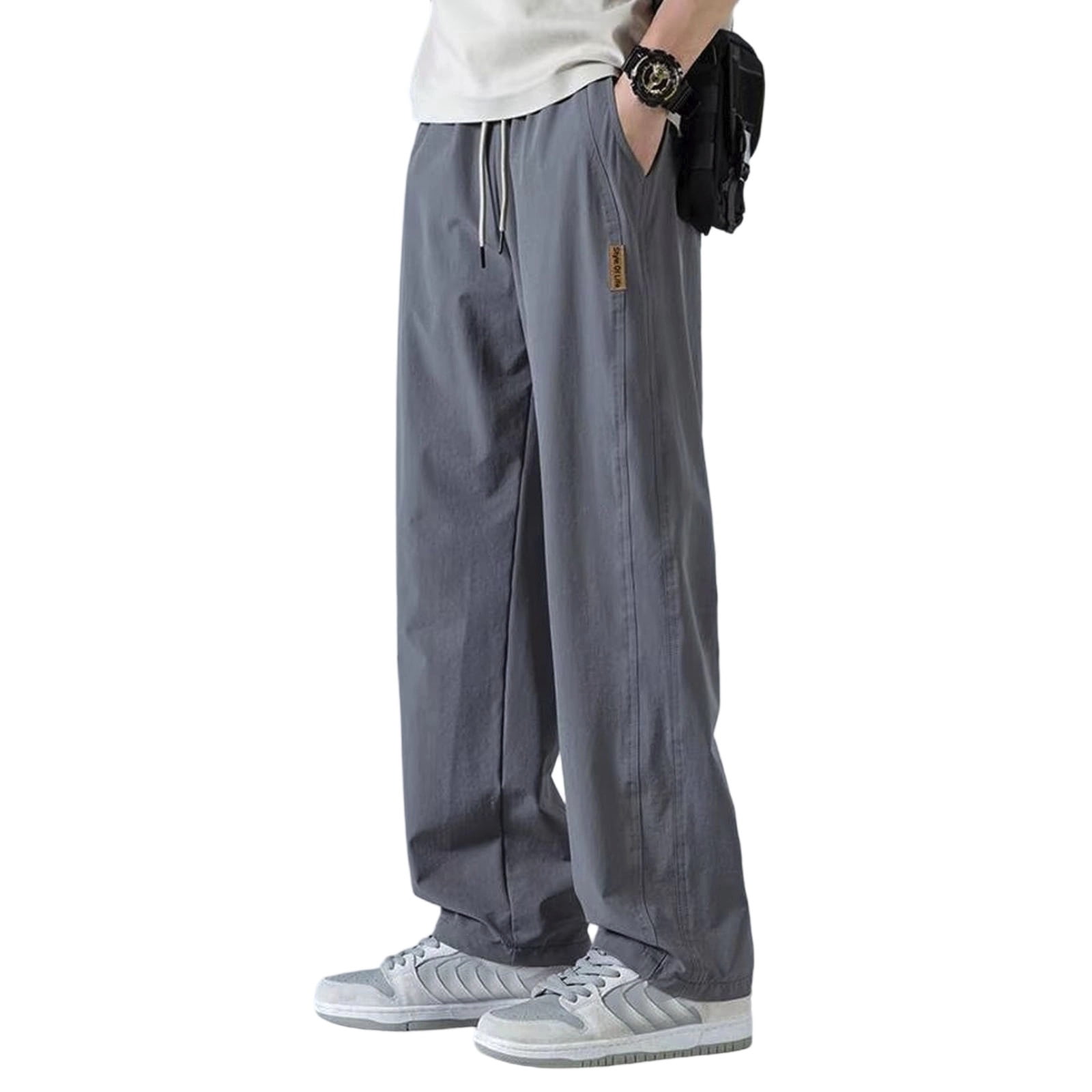 Mens Pants Casual Summer Loose Drap Crotch Wide Leg Floor Length ...