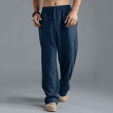 Mens Pants Stretch Lightweight Straight Leg Elastic Waist Trousers ...