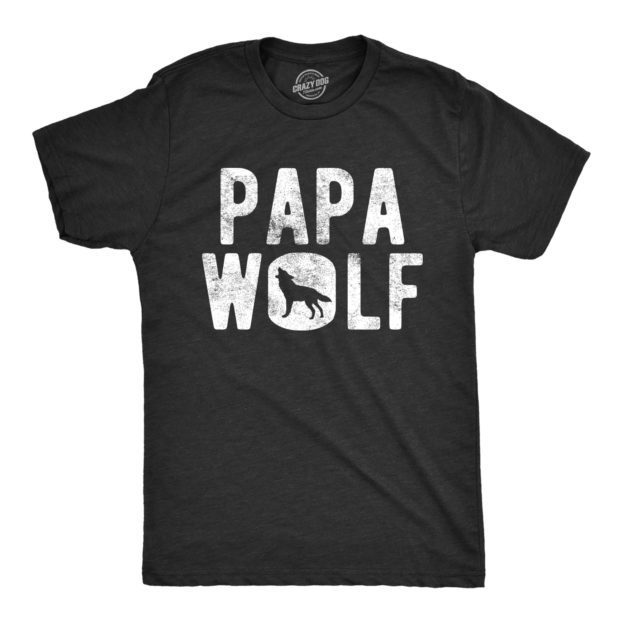 Mens Papa Wolf T Shirt Funny Camping Pack Fathers Day Graphic Novelty ...