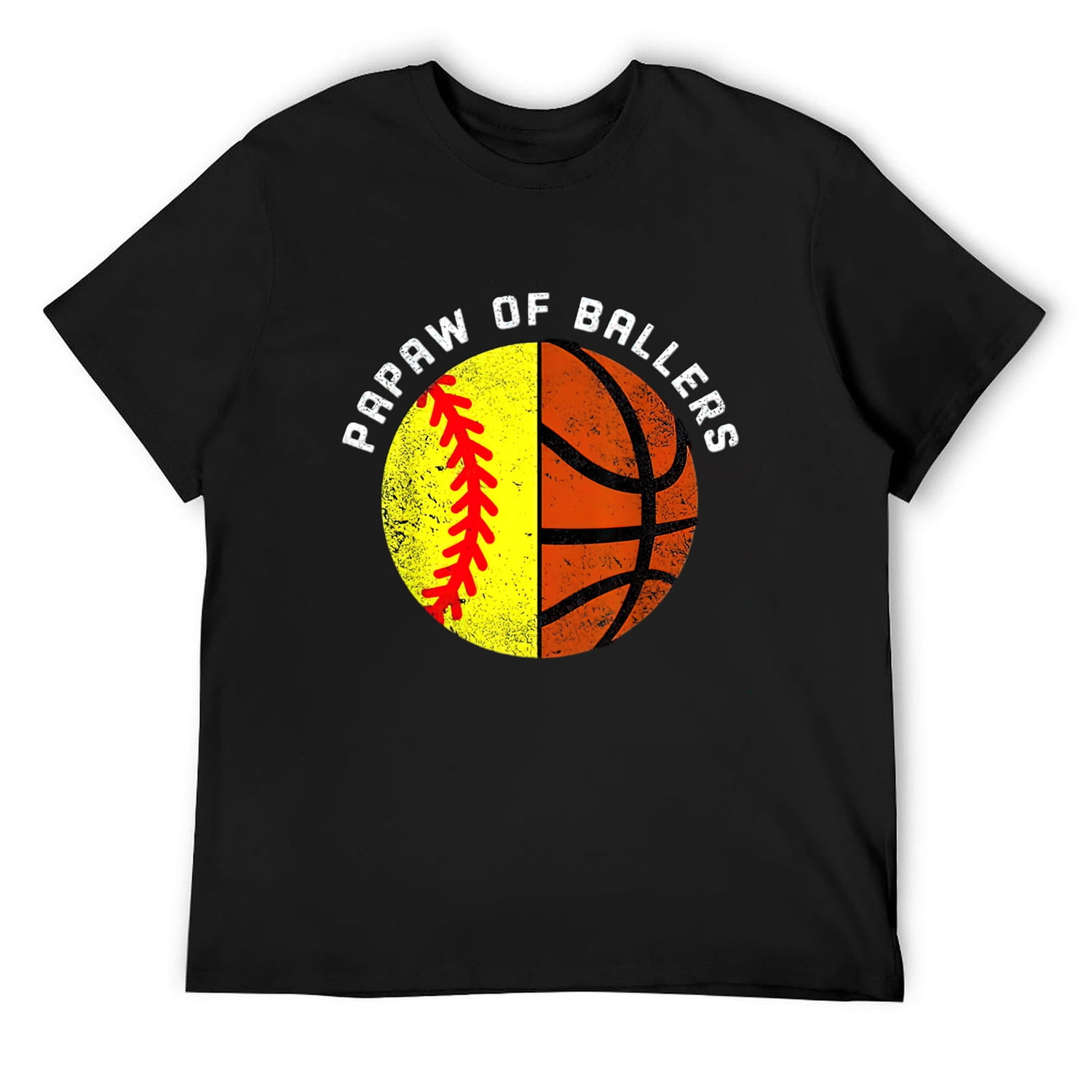 Mens Papaw Of Ballers Funny Softball Basketball Papaw T-Shirt Black ...