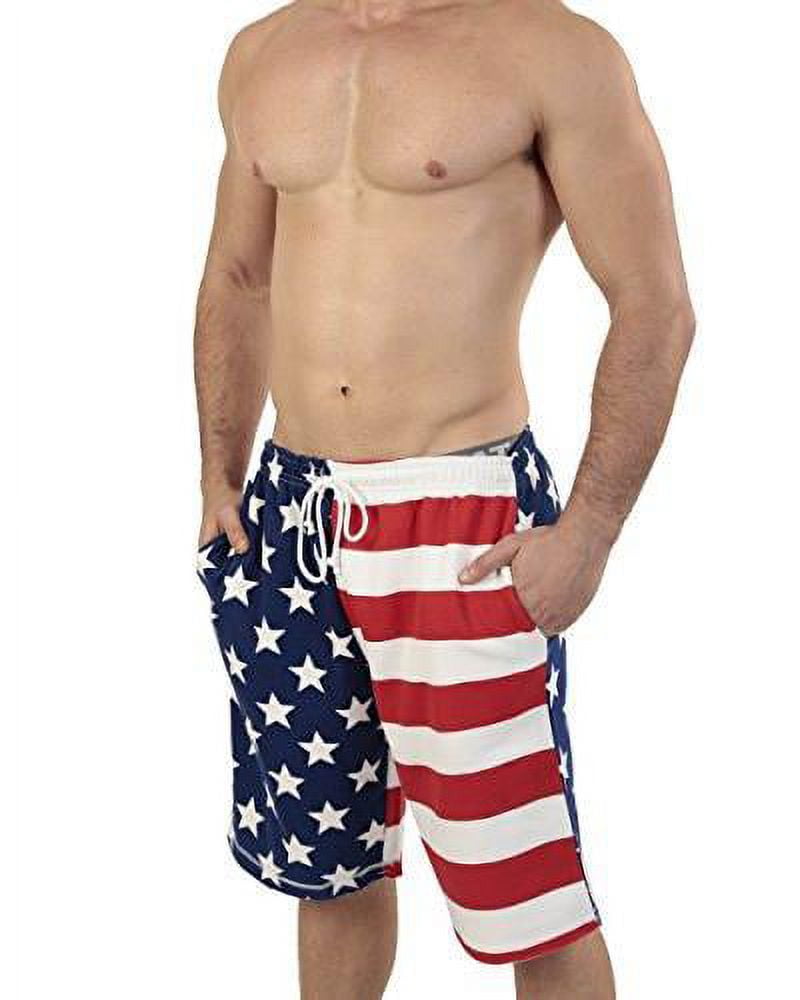 Mens Patriotic American Boxer Shorts USA Flag Shorts, Red Blue, Size ...