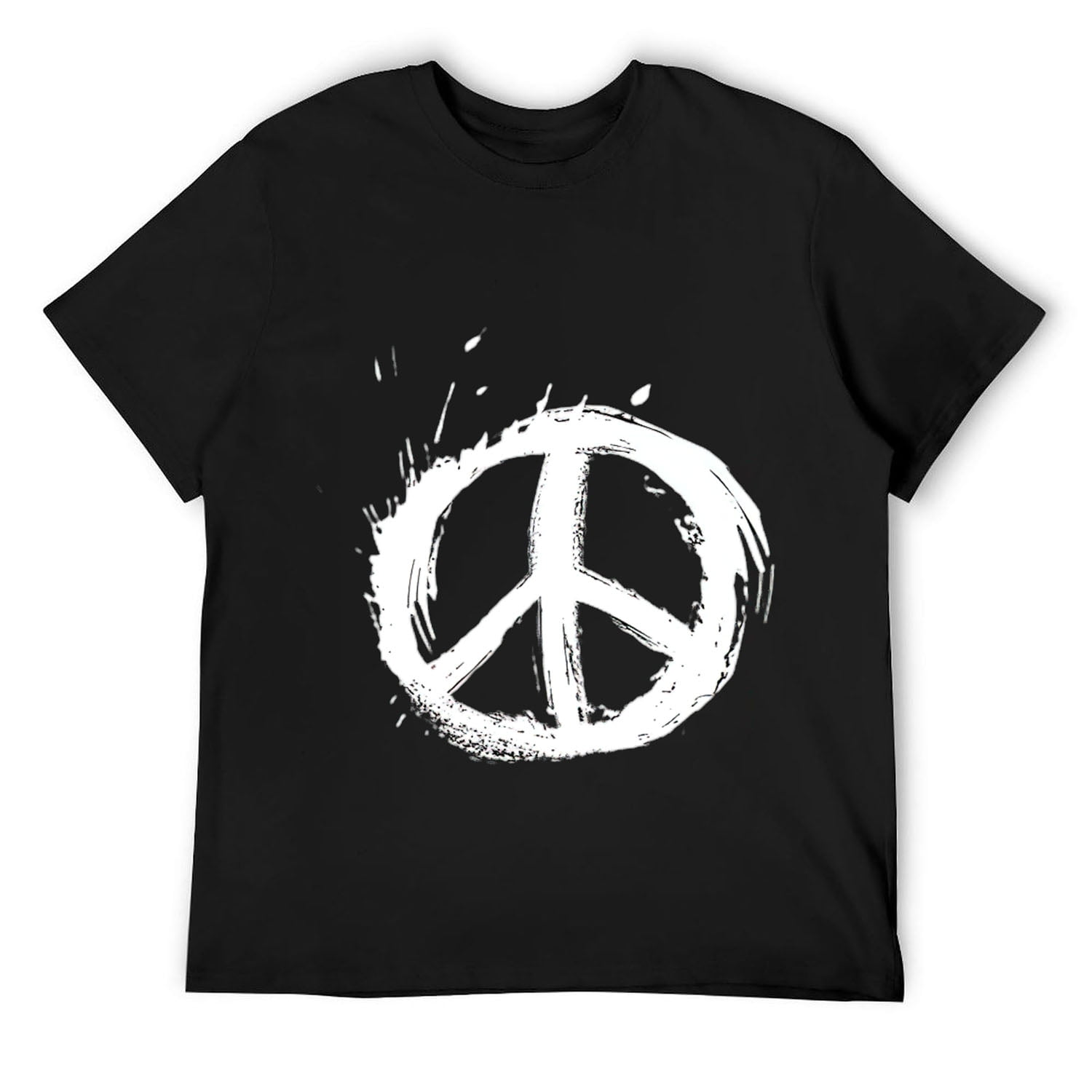 Mens Peace Sign White Paint Splatter Design Hippie Love Peace T-Shirt ...