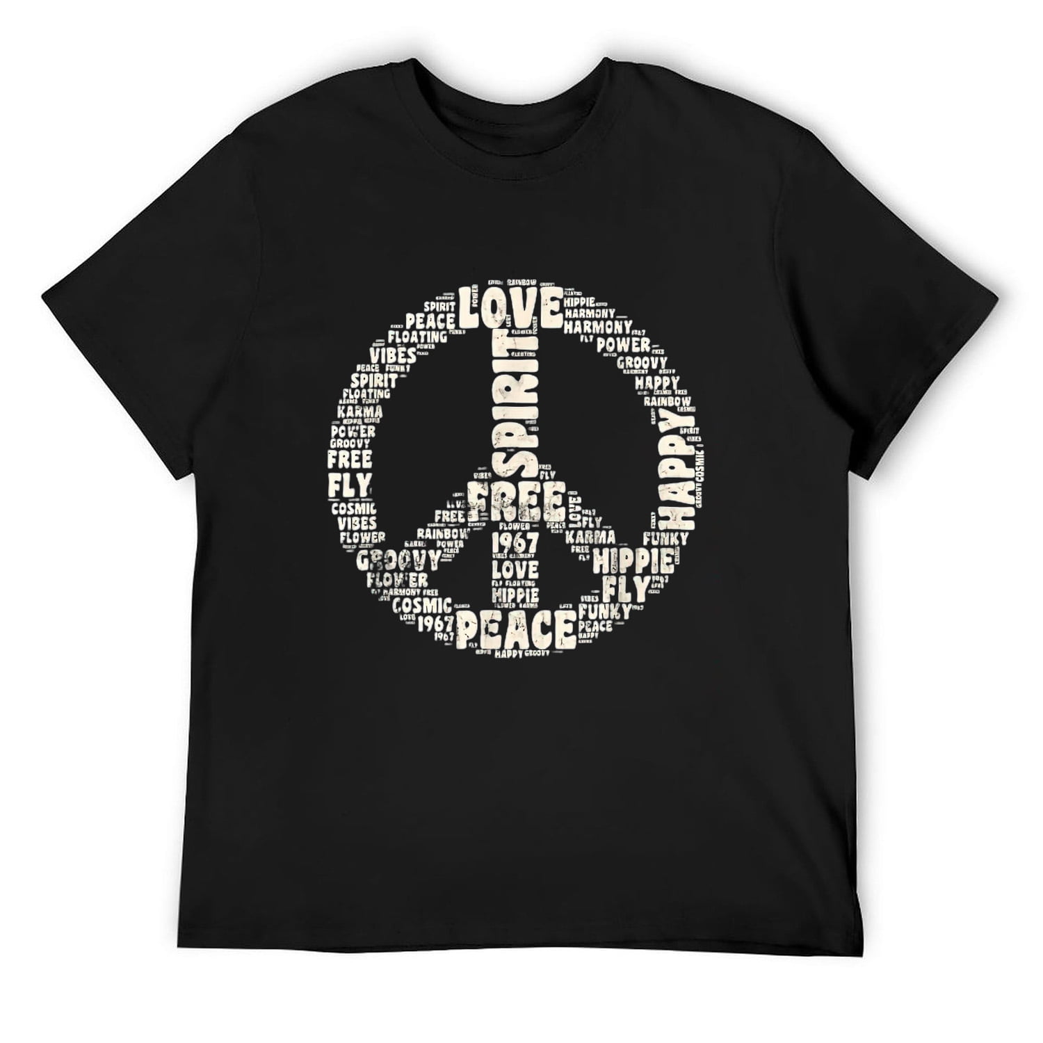Mens Peace Symbol Hippie Vintage 60S 70S Peace Sign T-Shirt Black Small ...