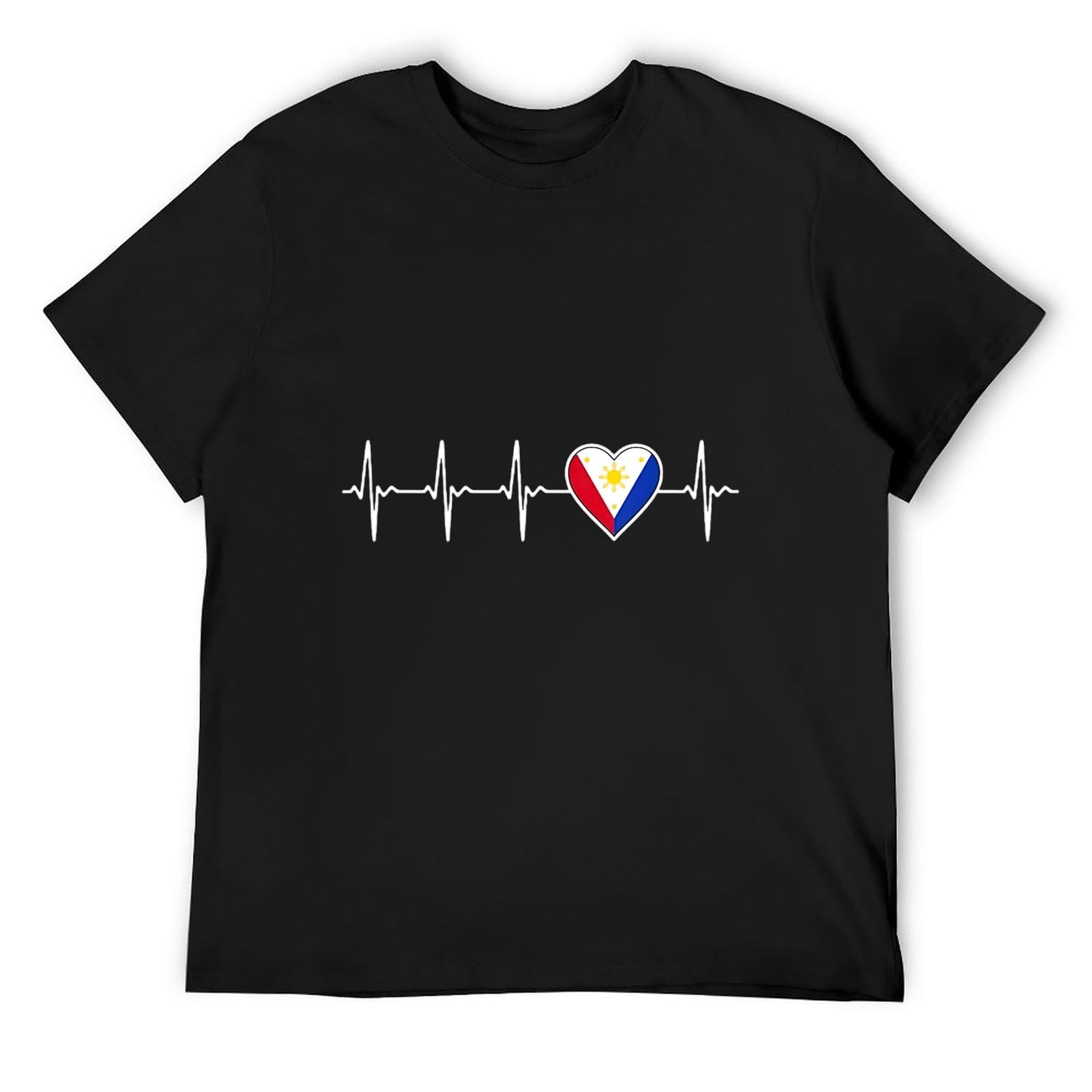 Mens Philippines Heartbeat Pinoy Filipino Flag and Heart Love EKG T ...