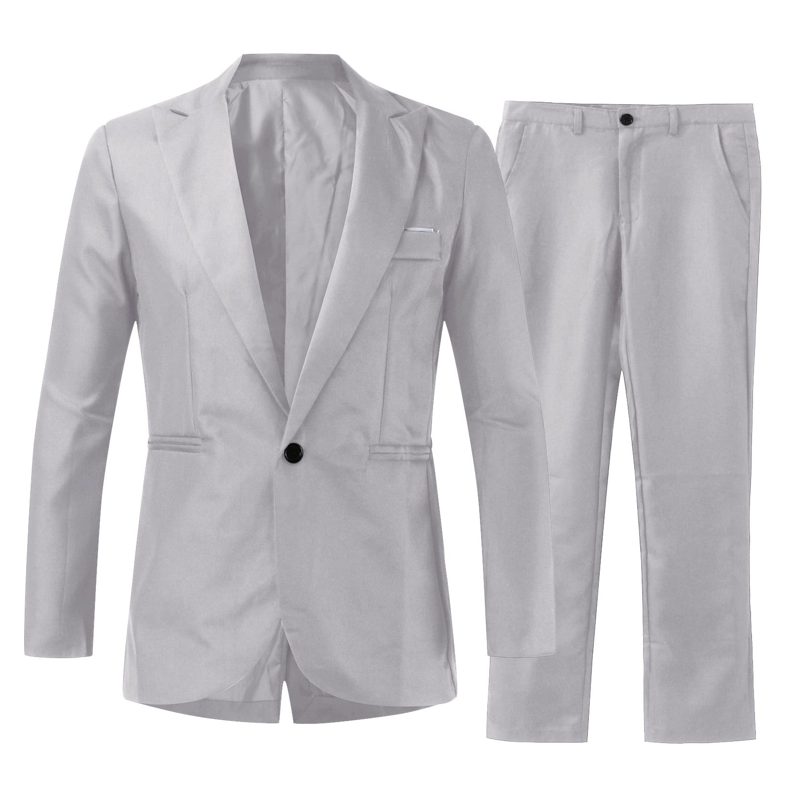 Mens Pieces Suit Elegant Jacket and Trousers Solid one Button Slim Suit ...