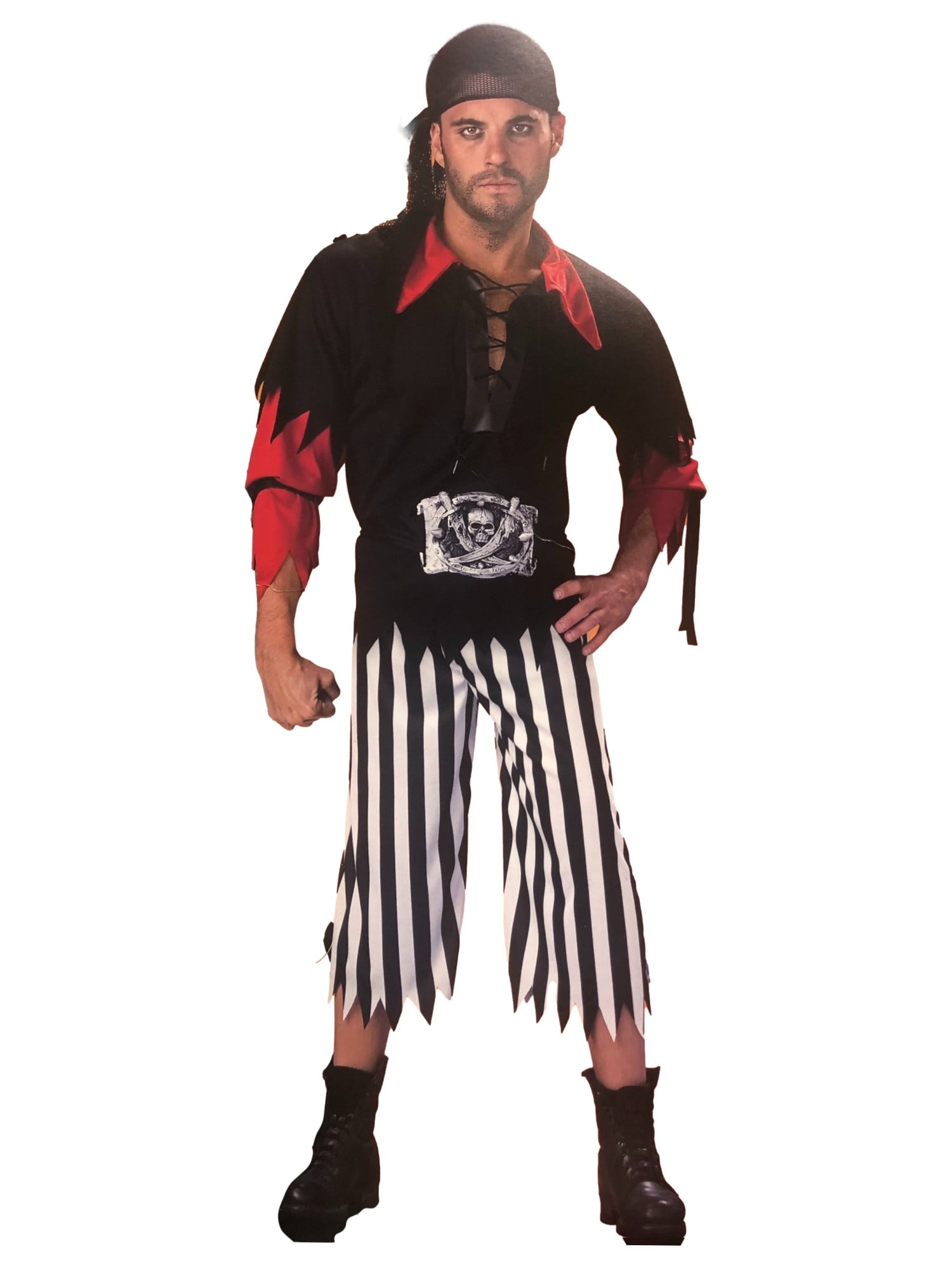 Mens Pirate Tunic Pants Belt Headscraf Halloween Costume X-Large ...