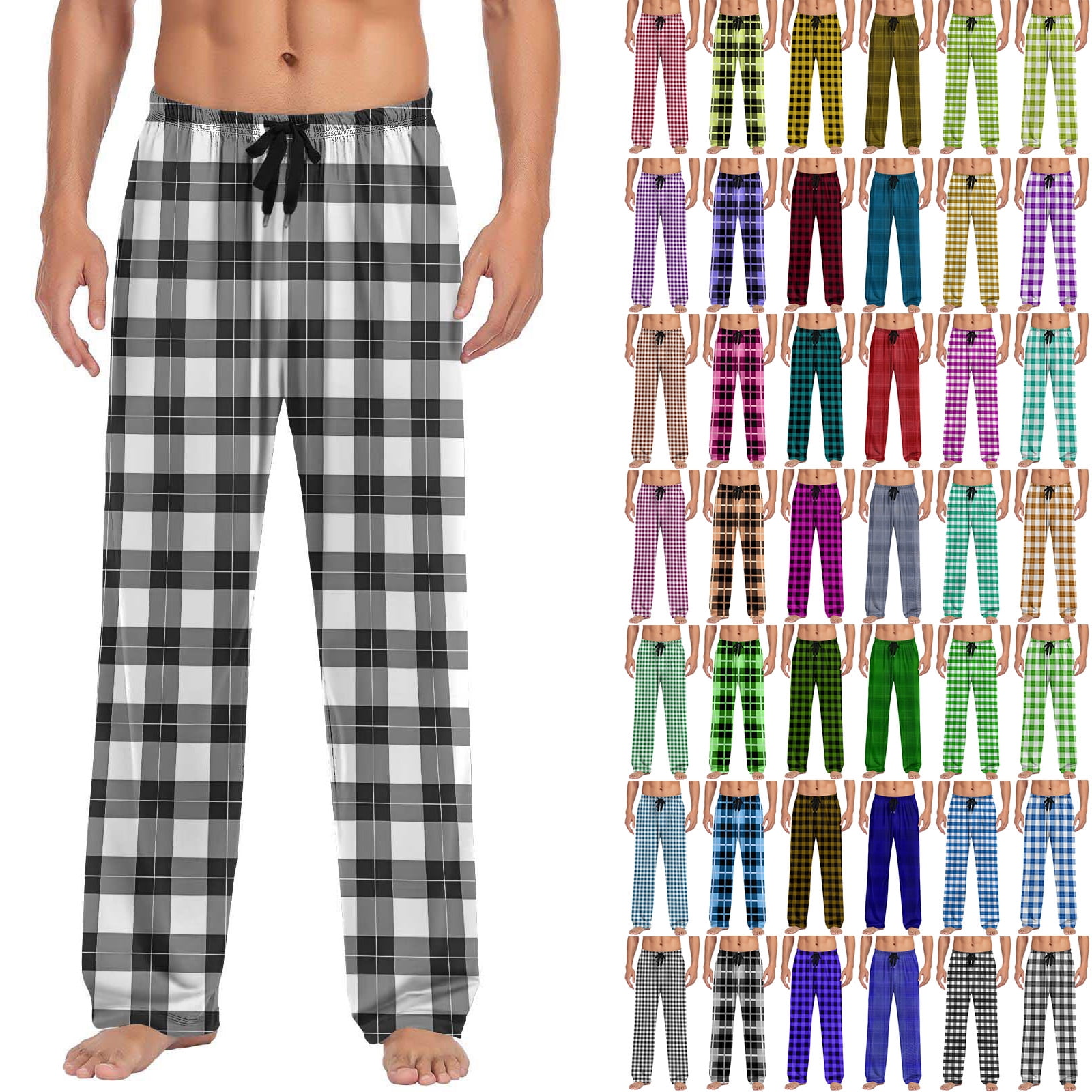 BiZtdJrK Mens Plaid Pajama Pants Lightweight Soft Pj Bottoms with ...