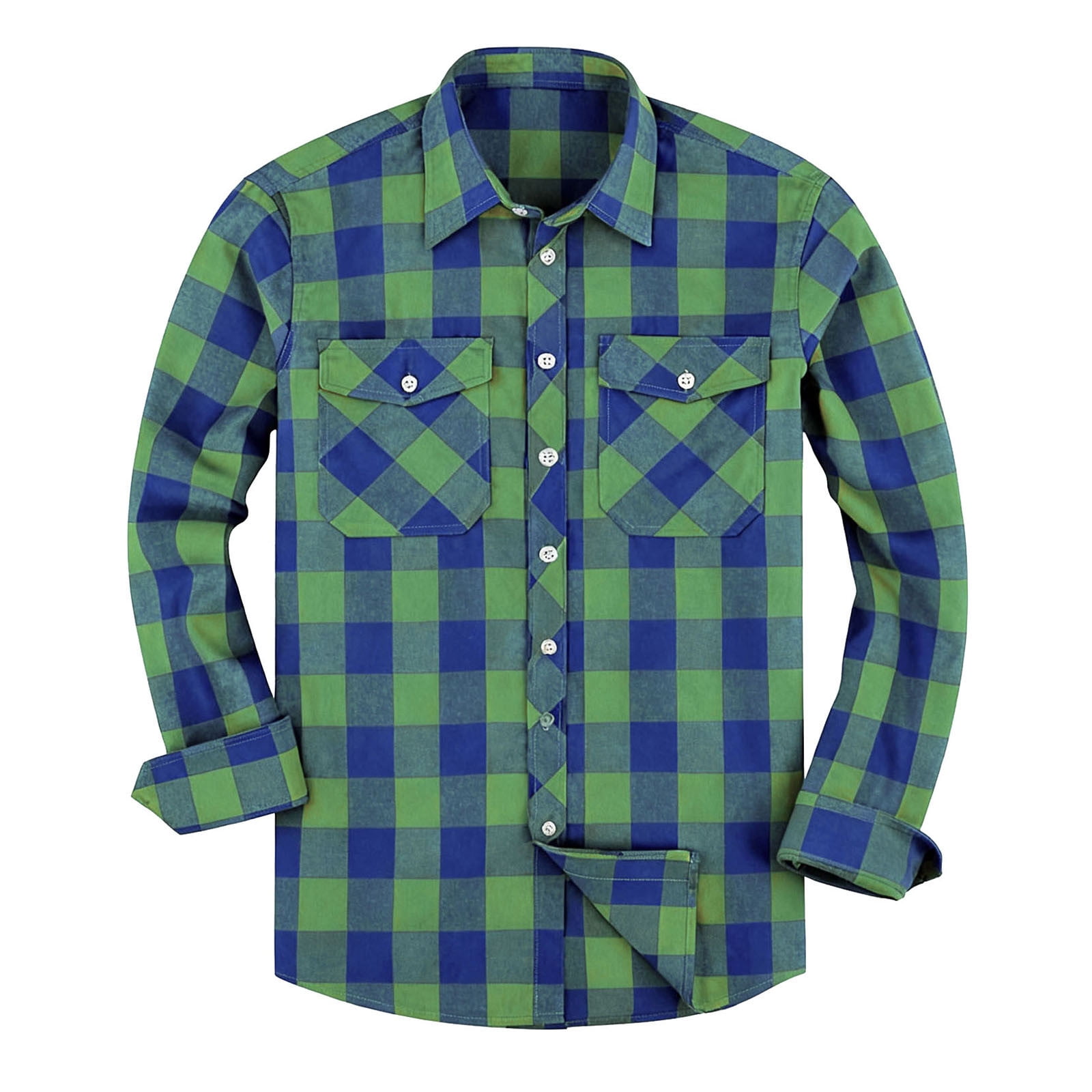 Mens Plaid Shirt, Lapel Collar Long Sleeve Flannel Jackets for Men ...