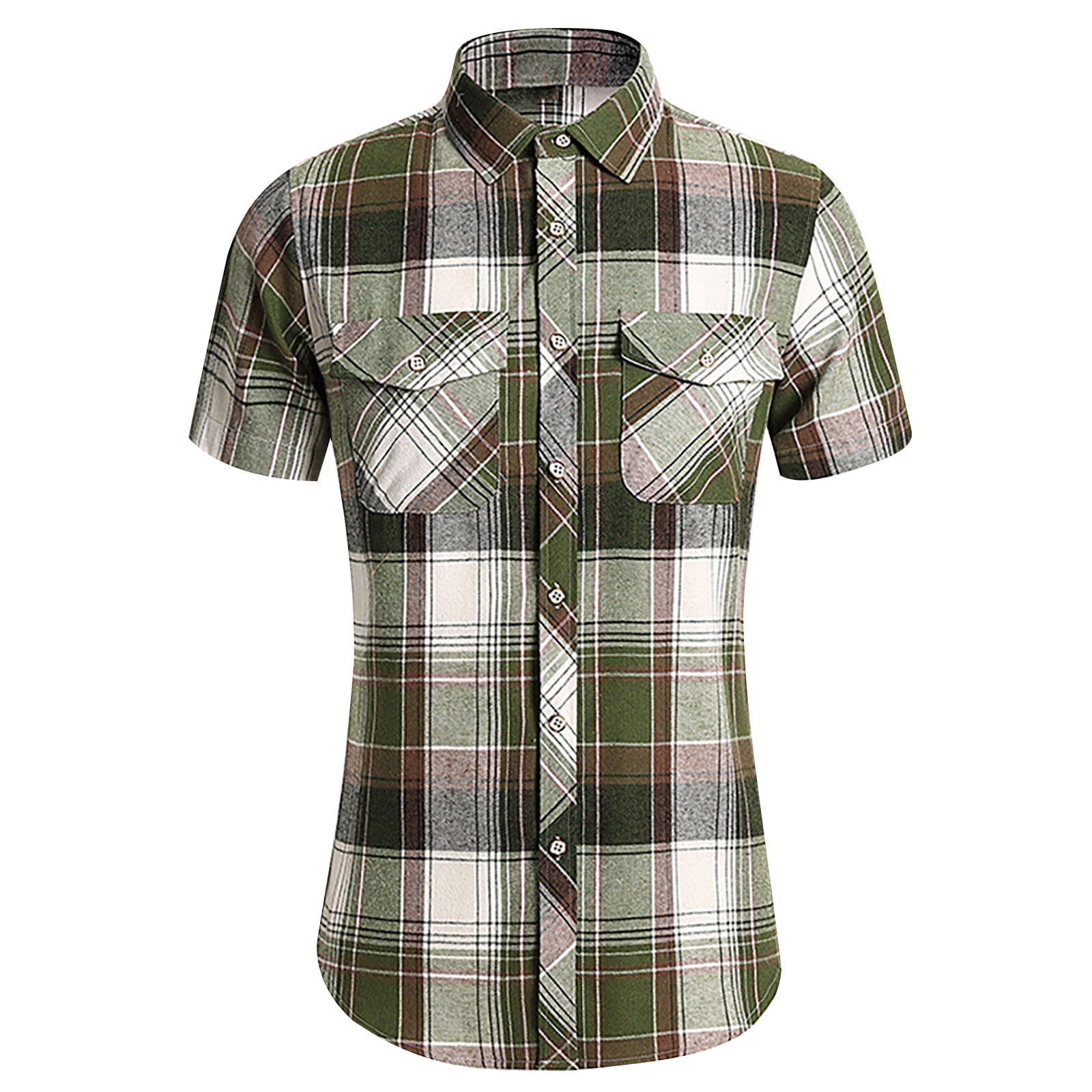 Mens Plaid Shirts Casual Long Sleeve Button Down Shirt for Men Vintage ...