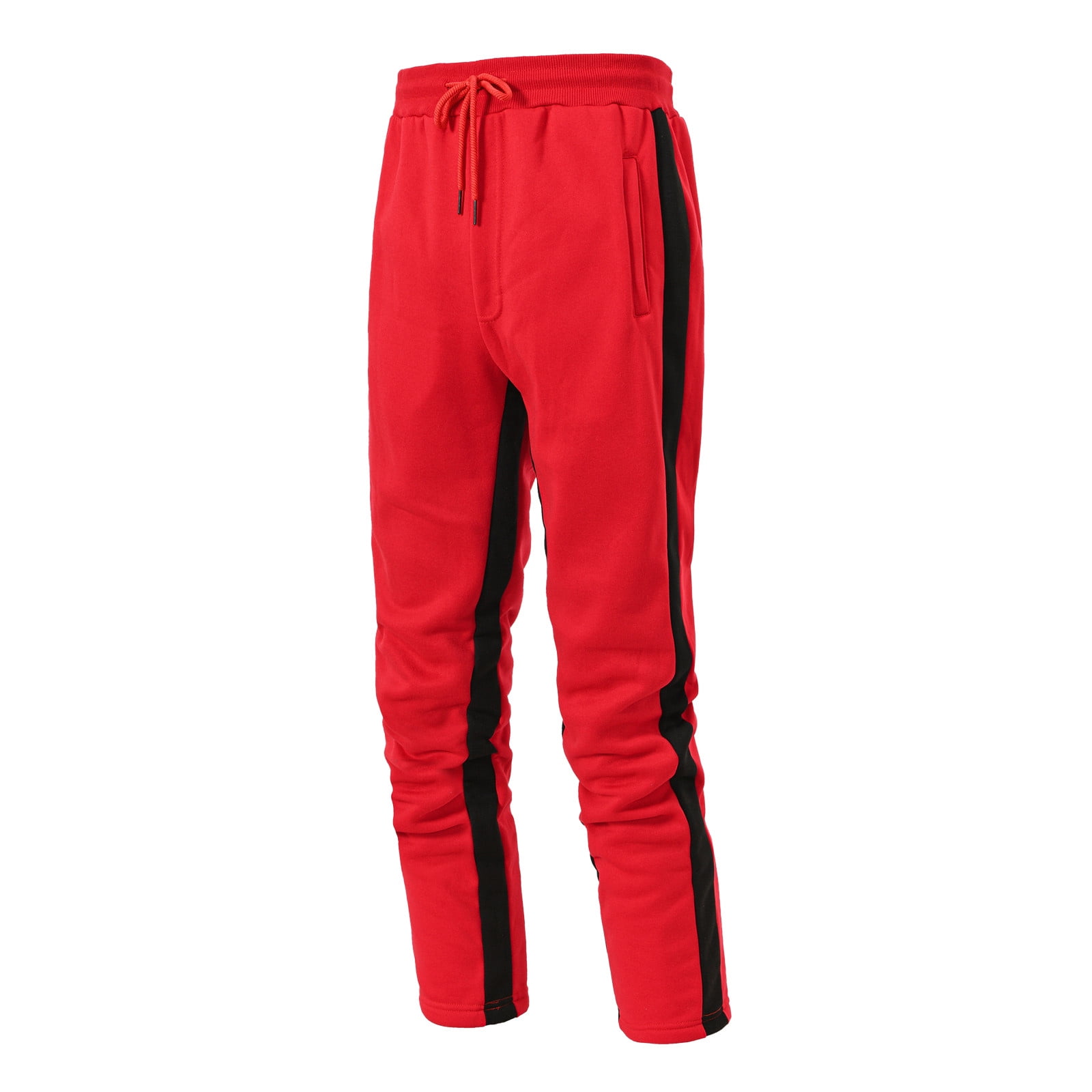 Mens Plush Band Hiphop Pants M 1 Spliced Solid Color Straight Leg Lace ...
