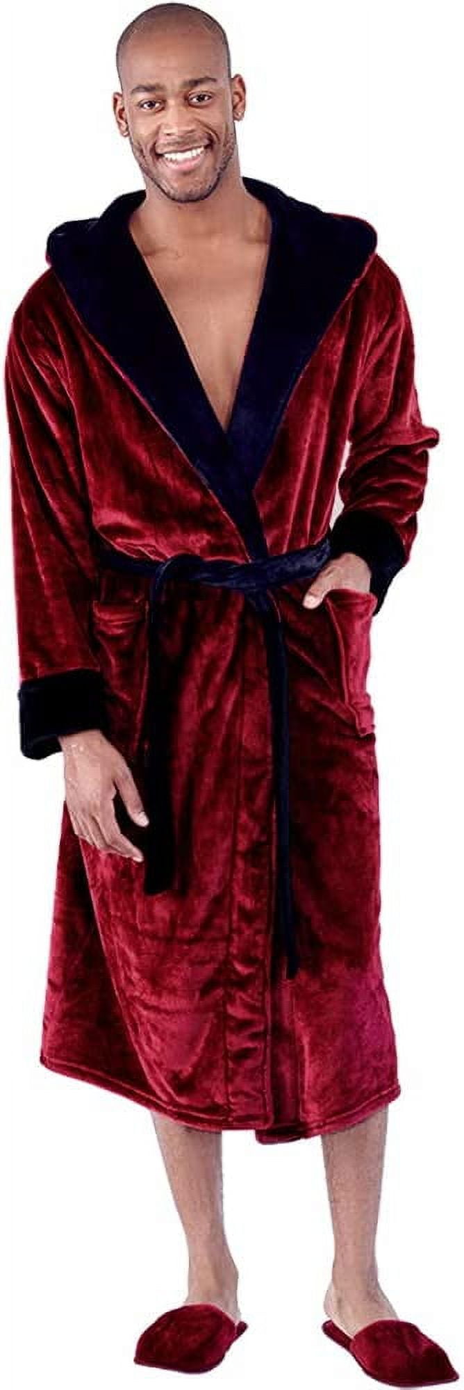 Mens Plush Hooded Robe - Long Fleece Spa Bathrobe for Men - Walmart.com