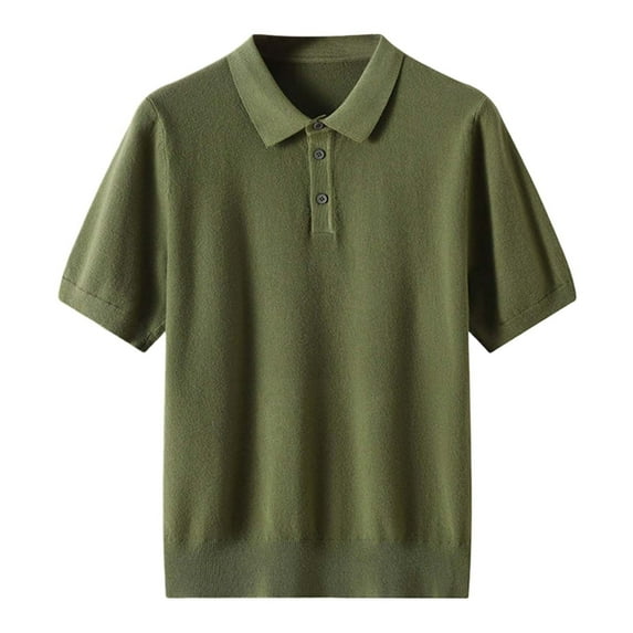 Mens Polo Shirt Button Down Collared Short Sleeve Solid Color Tops ...
