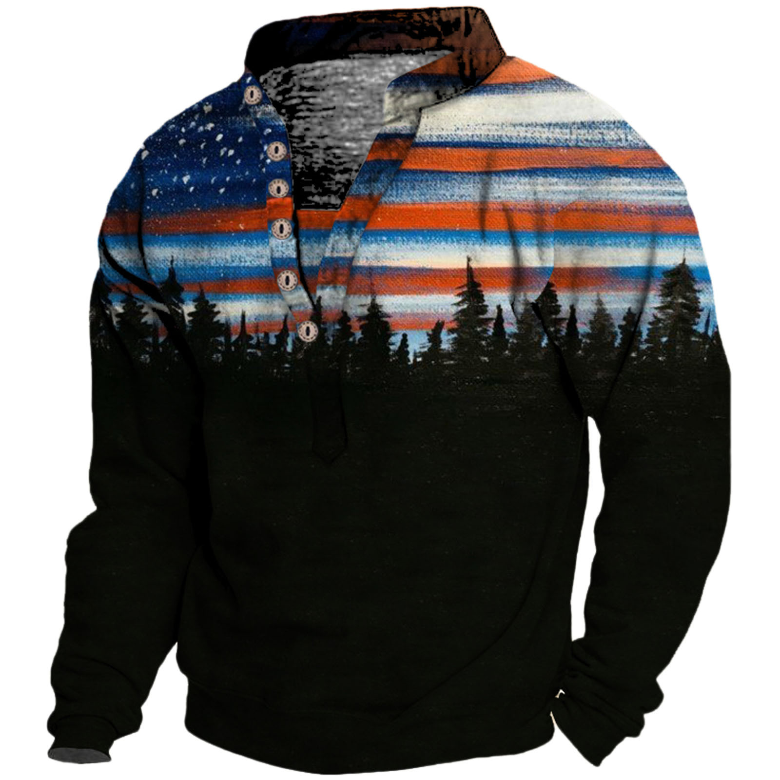 Mens Polo Shirts with Collar Mens Fashion Independence Day Flag Printed ...