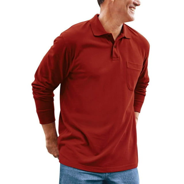 Mens Polo Shirts Long Sleeve Golf T-Shirts for Men with Chest Pocket ...