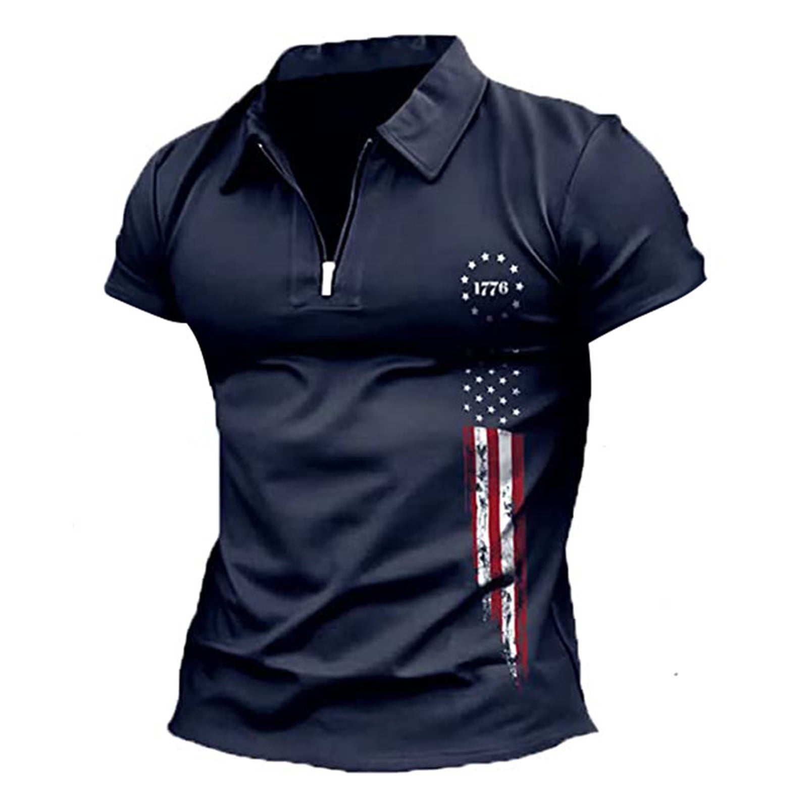 Mens Polo Shirts Mens American Falg Shirts Short Sleeve Performance ...
