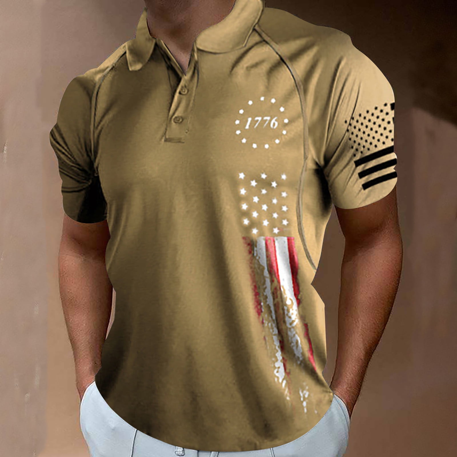 Mens Polo Shirts Mens Independence Day American Flag Shirts Short ...