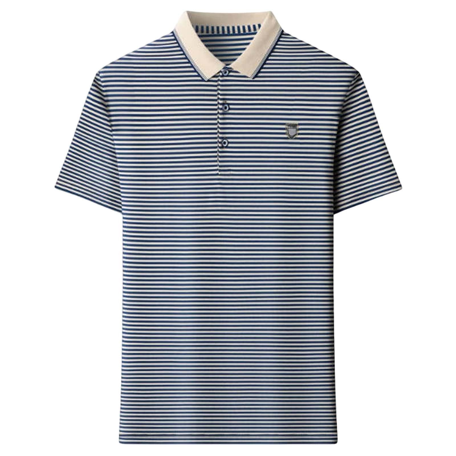 Mens Polo Shirts Summer Thin Breathable Short Sleeve Striped Colour ...