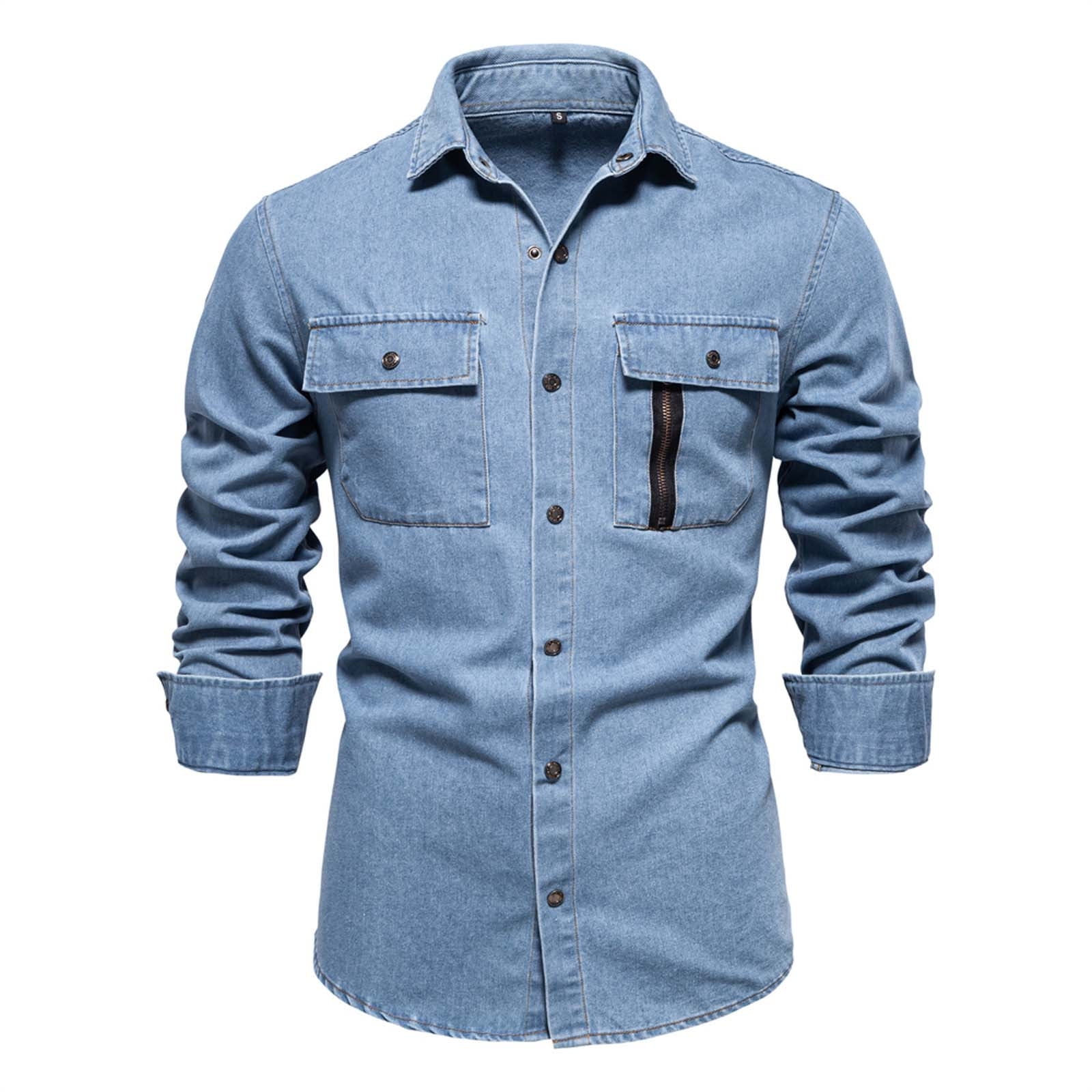 Mens Polos Mens Golf Shirts Fall New Trend European Size Denim Solid ...