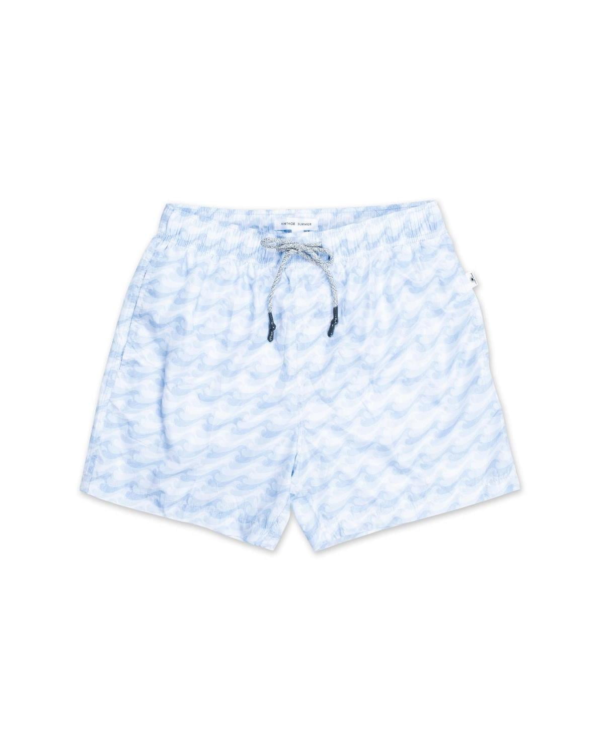 Mens Ponji Swimming Trunks Elastic Swimwear Volley Shorts, Lt. Blue Waves, Size: M, Endless ...