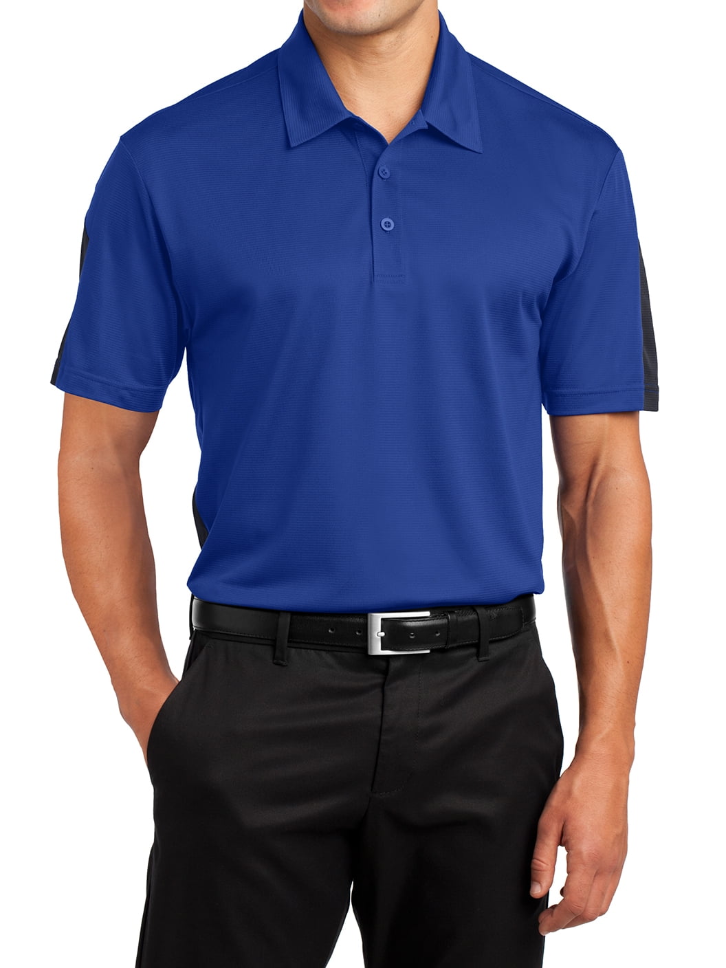 Mens PosiCharge Active Textured Colorblock Polyester Polo True Royal ...
