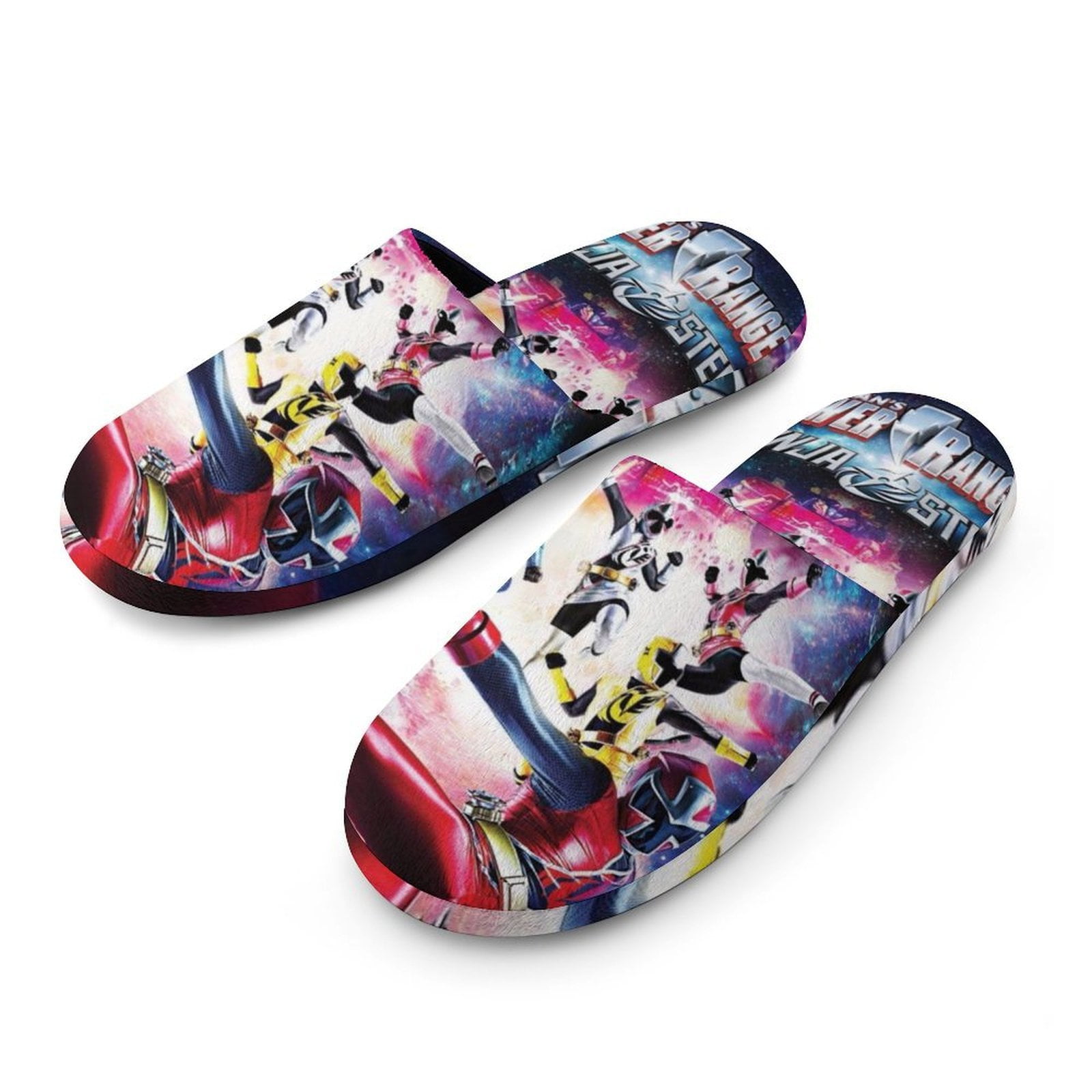 Mens Power Rangers Slippers Non-Slip Fuzzy House Slippers Warm Soft ...
