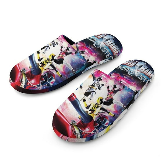 Mens Power Rangers Slippers Non-Slip Fuzzy House Slippers Warm Soft ...