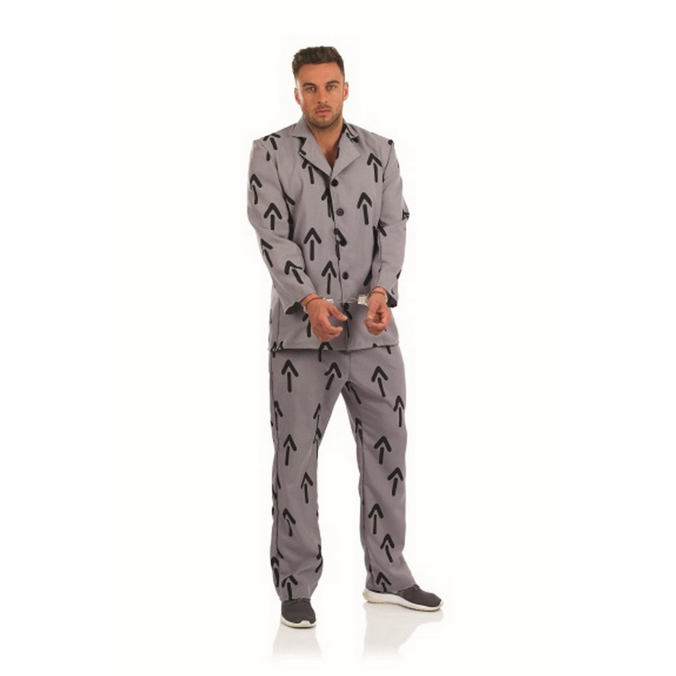Mens Prisoner Uniform Adults Criminal Inmate Grey Suit Convict Costume ...